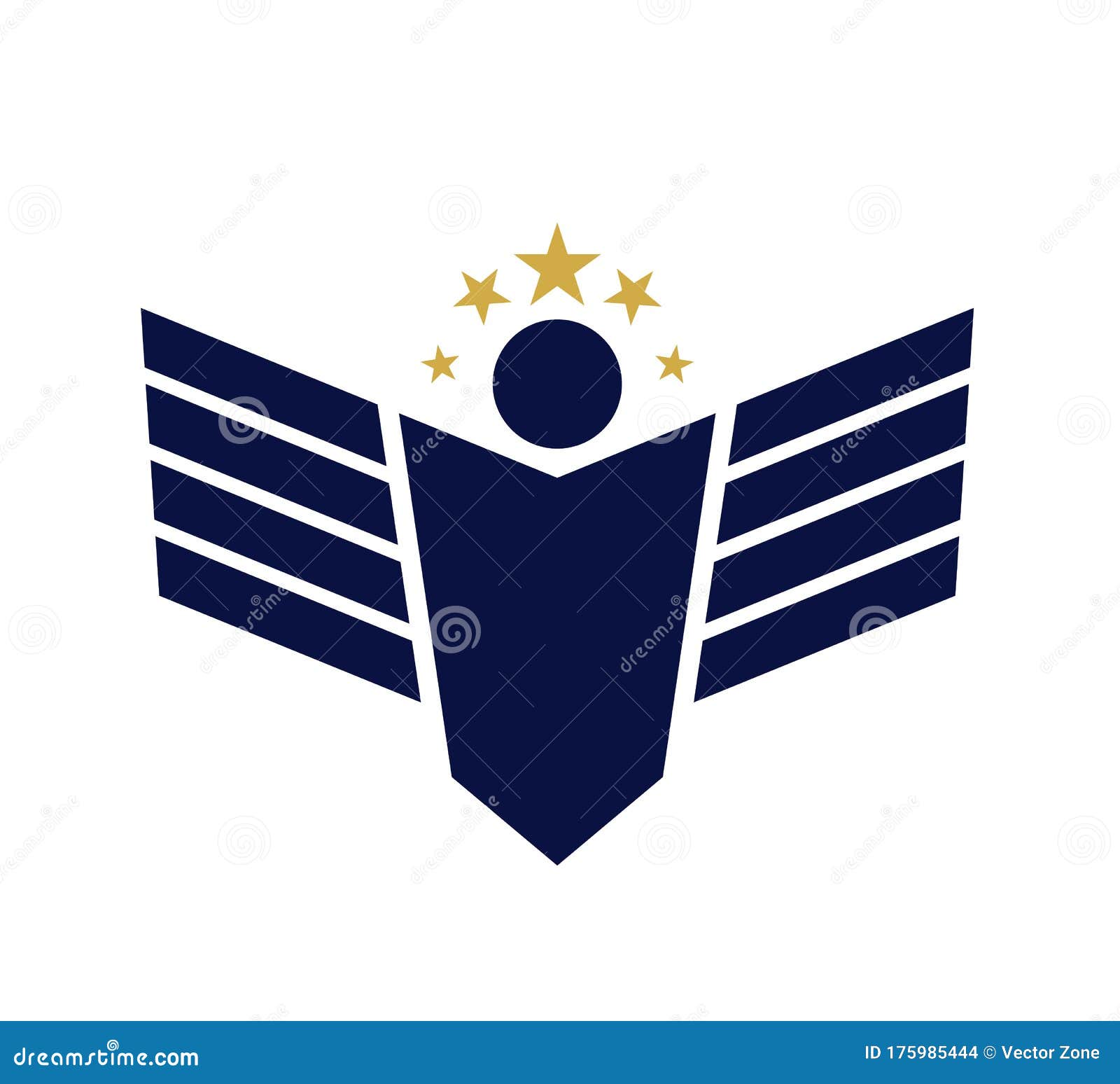 Gold Star Wing Medal Winner Champion Logo Icon. Stock Vector ...