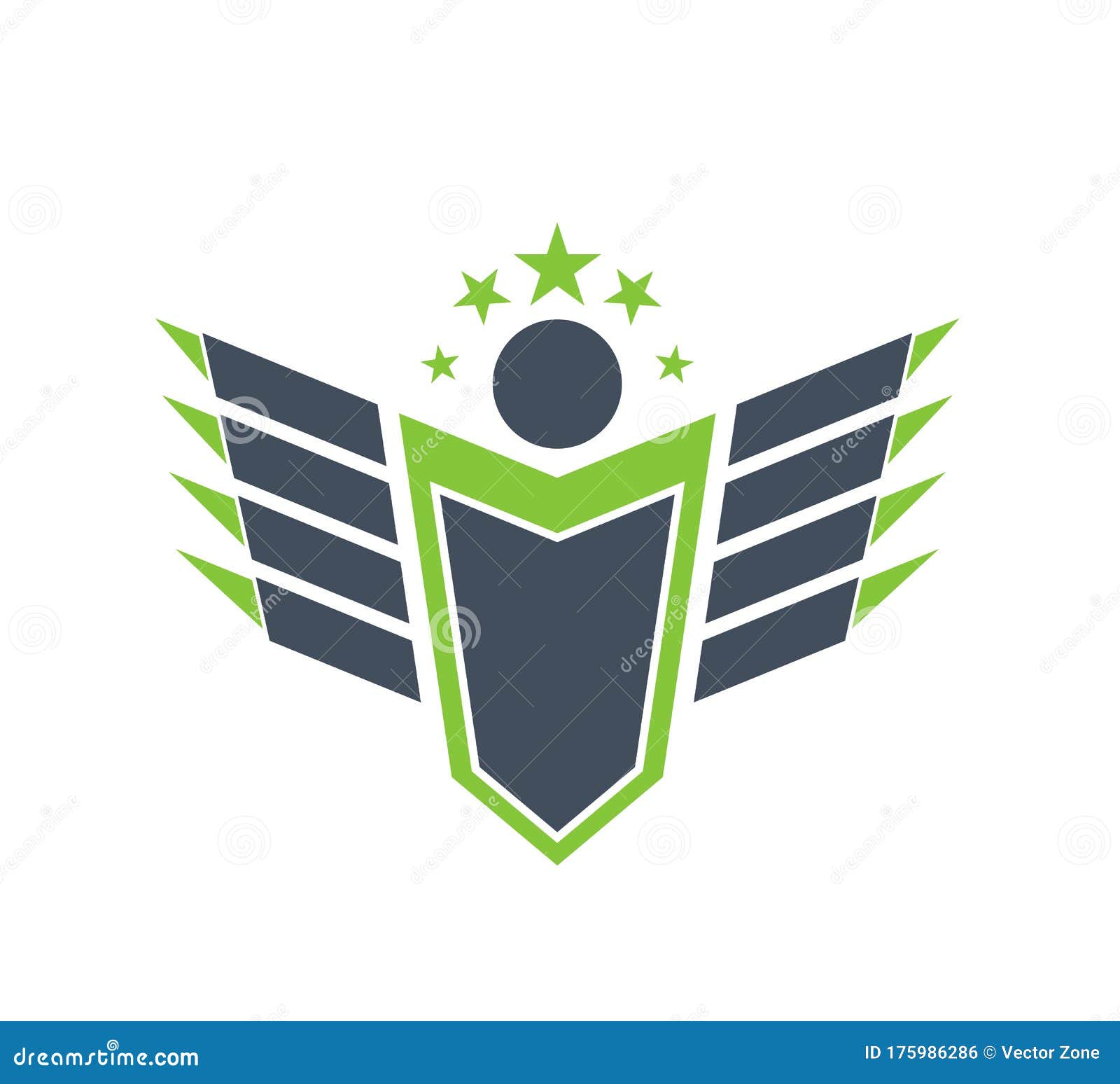 Gold Star Wing Medal Winner Champion Logo Icon. Stock Vector ...