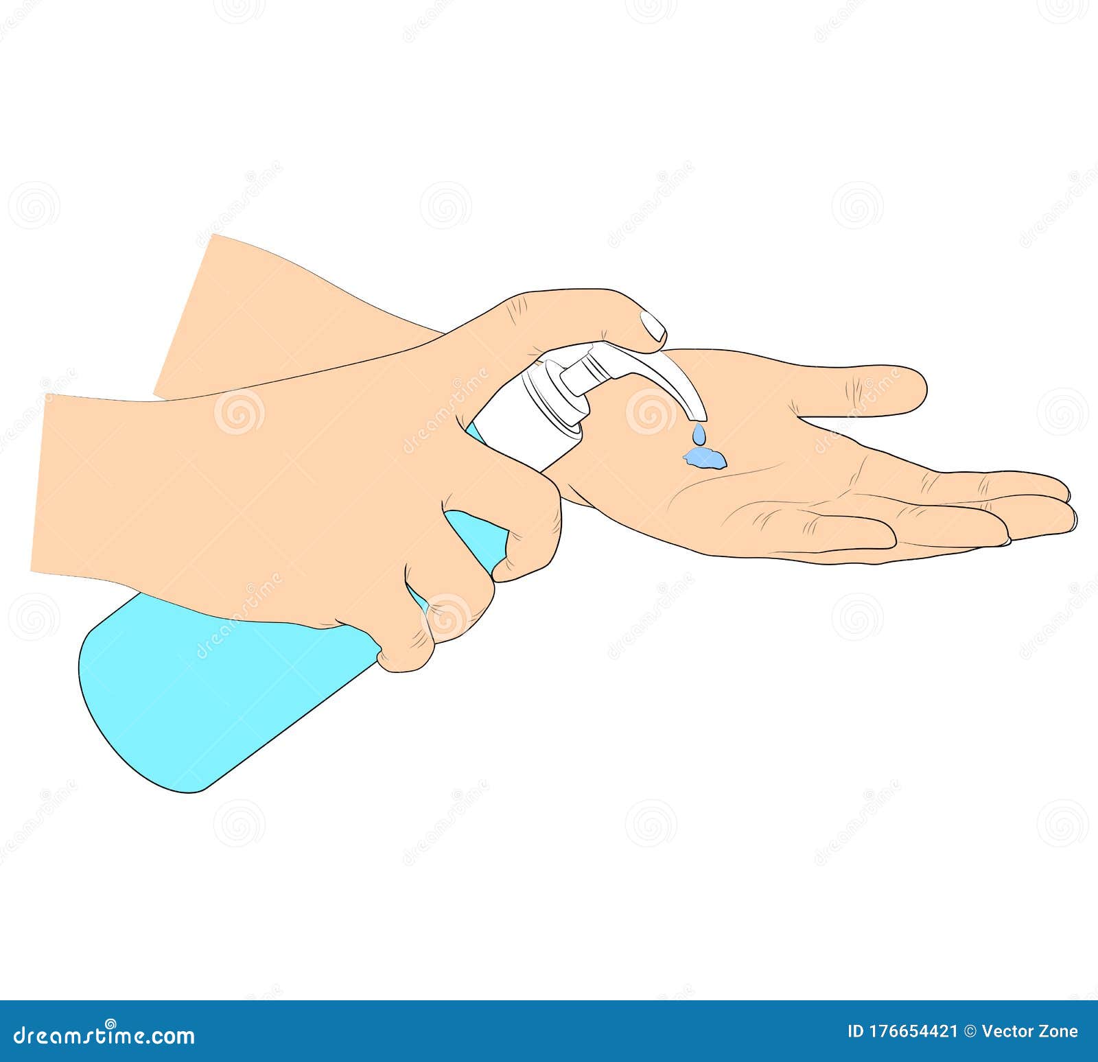 Sanitation Hand Concept Illustration, Flat Style, Please Wash Your ...