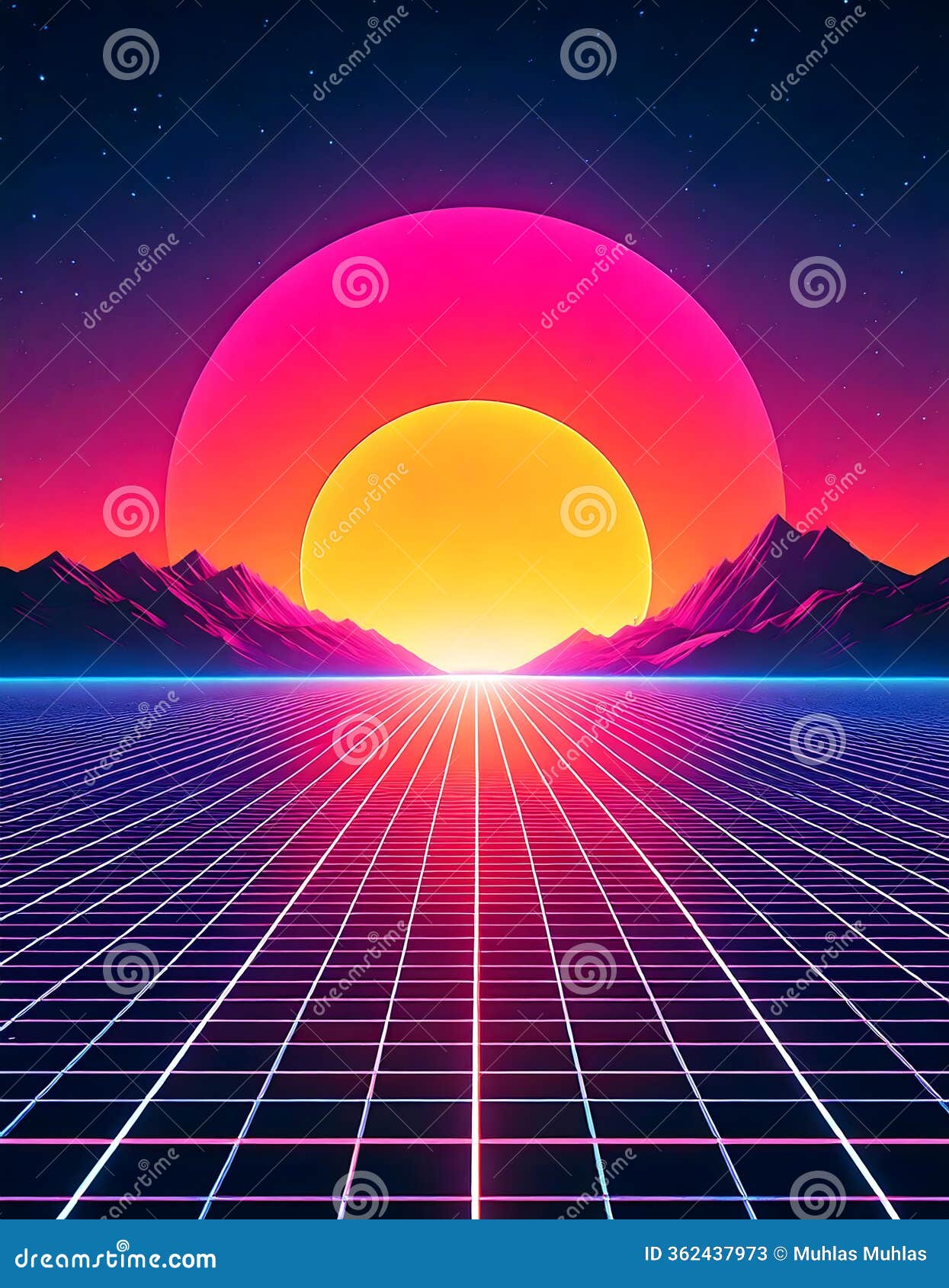 Synthwave Horizon Abstract stock illustration. Illustration of ...