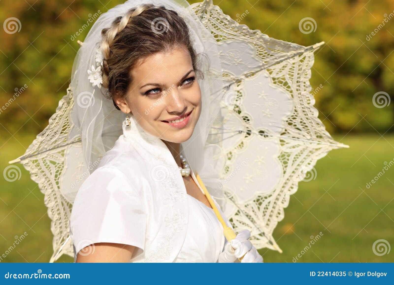 Dreamy bride stock image. Image of merry, garden, grass - 22414035