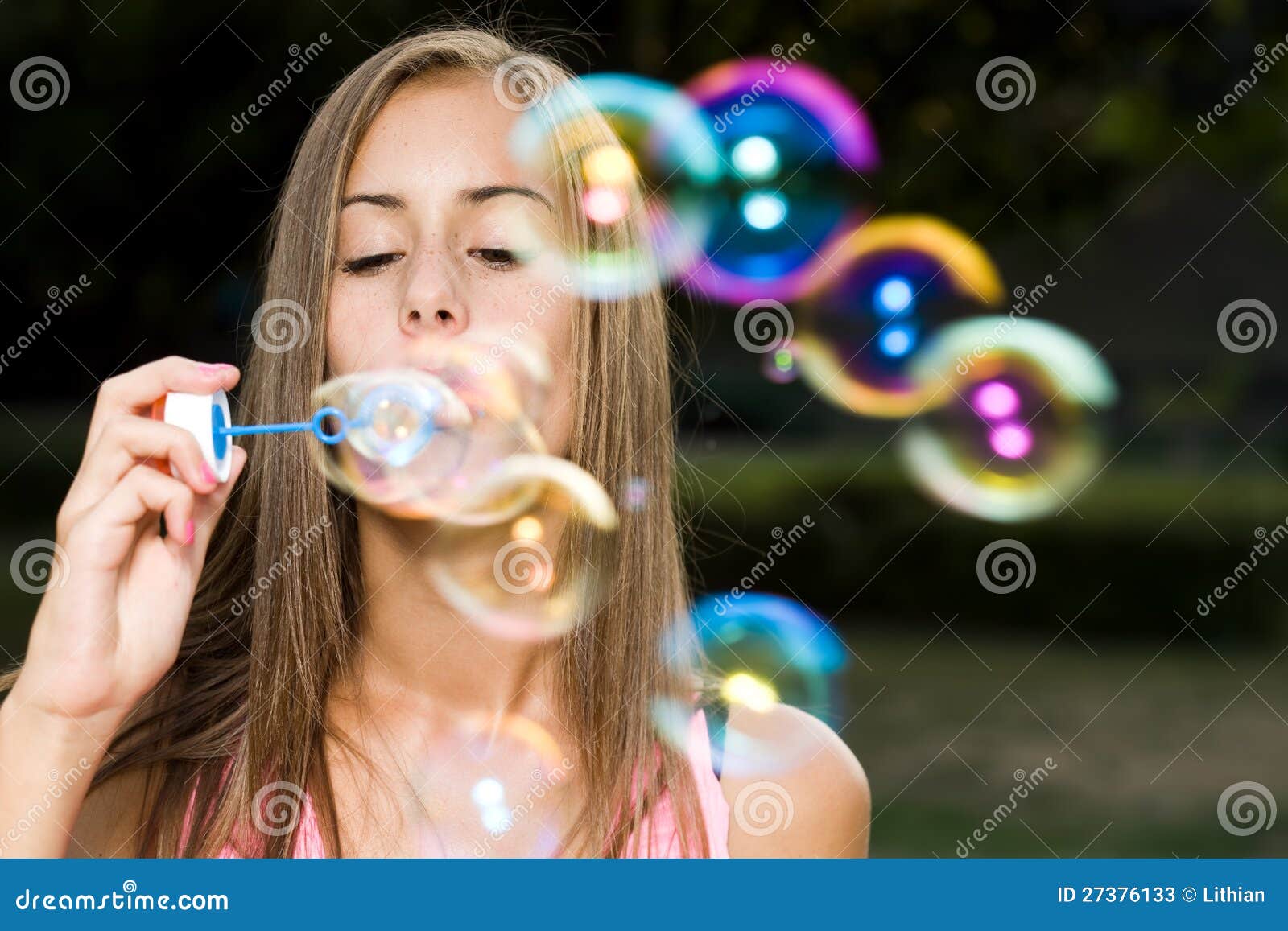 Dreamy bubble girl. stock image. Image of freedom, portrait - 27376133