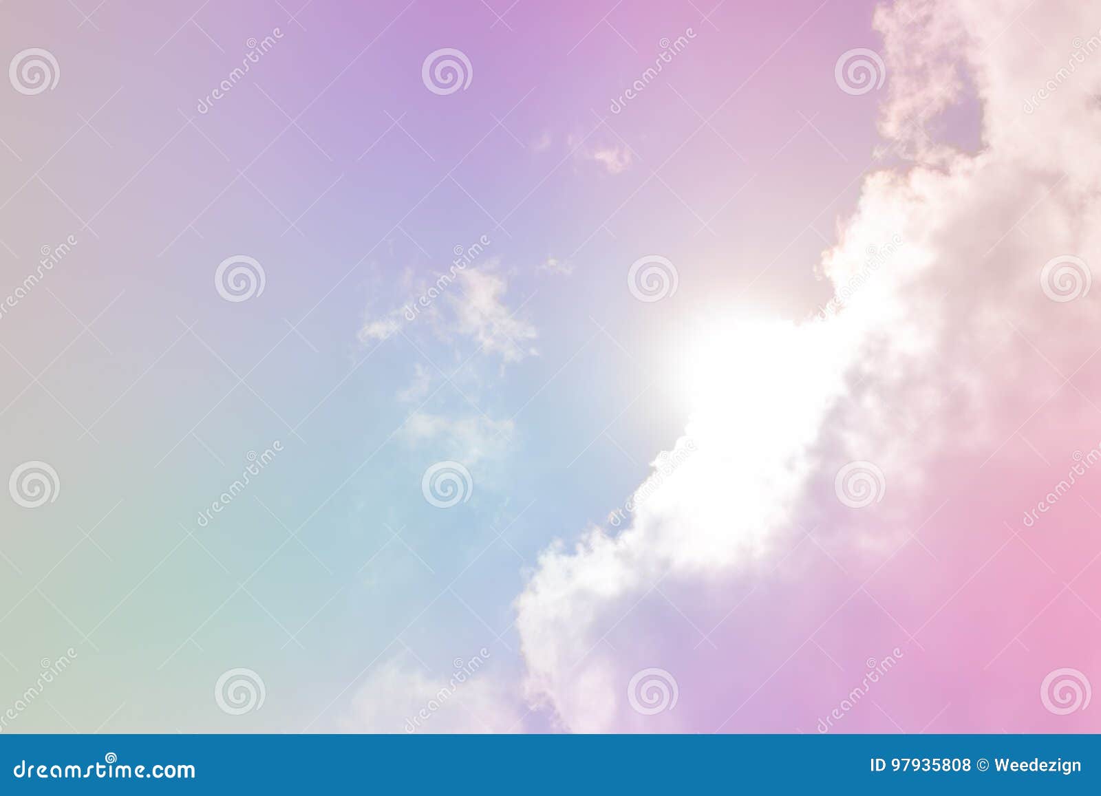 Dreamy Filter : Blue Sky with Sun Behind Big Cloud Stock Photo - Image ...