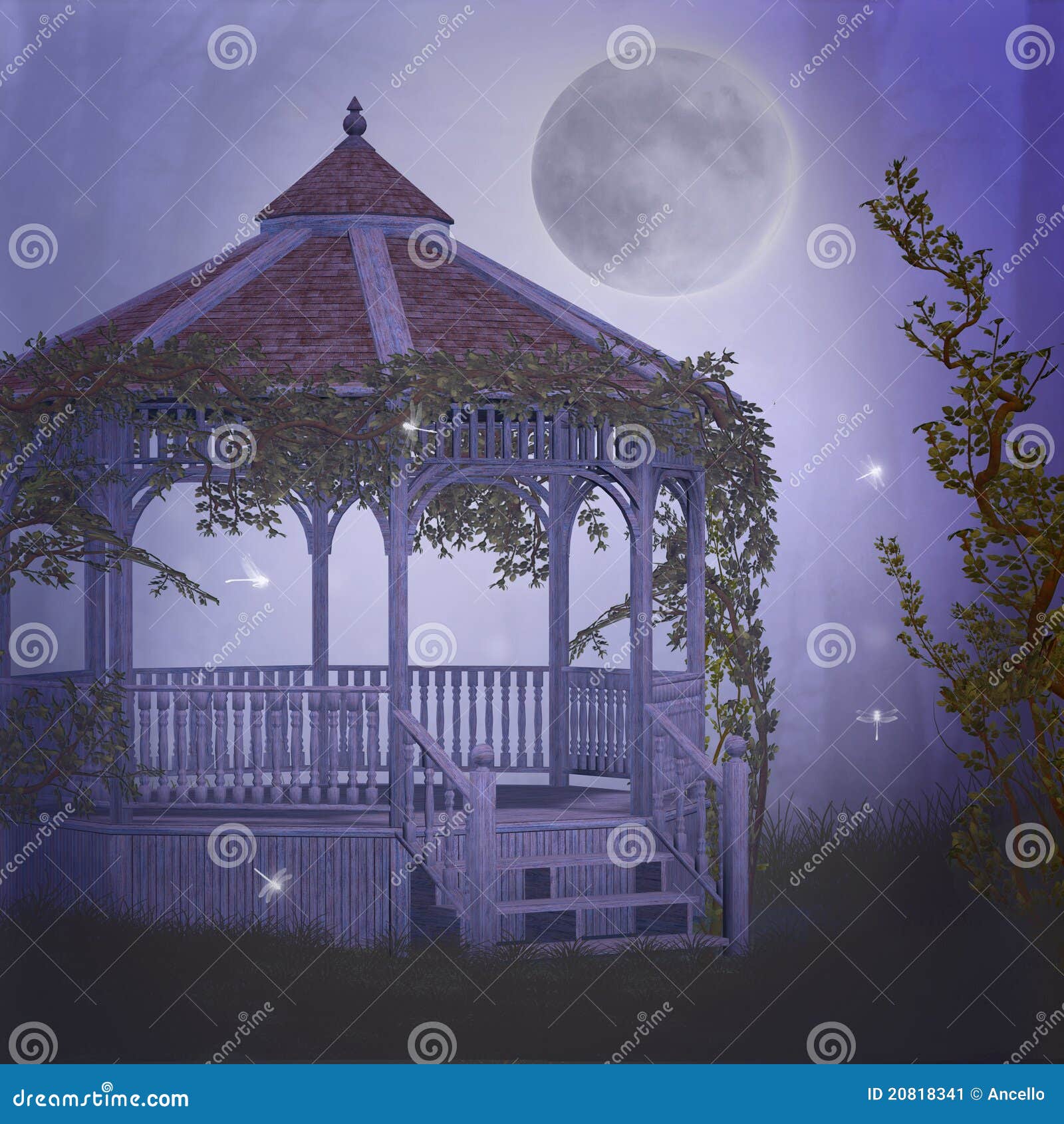 Dreamy garden stock illustration. Illustration of glow - 20818341