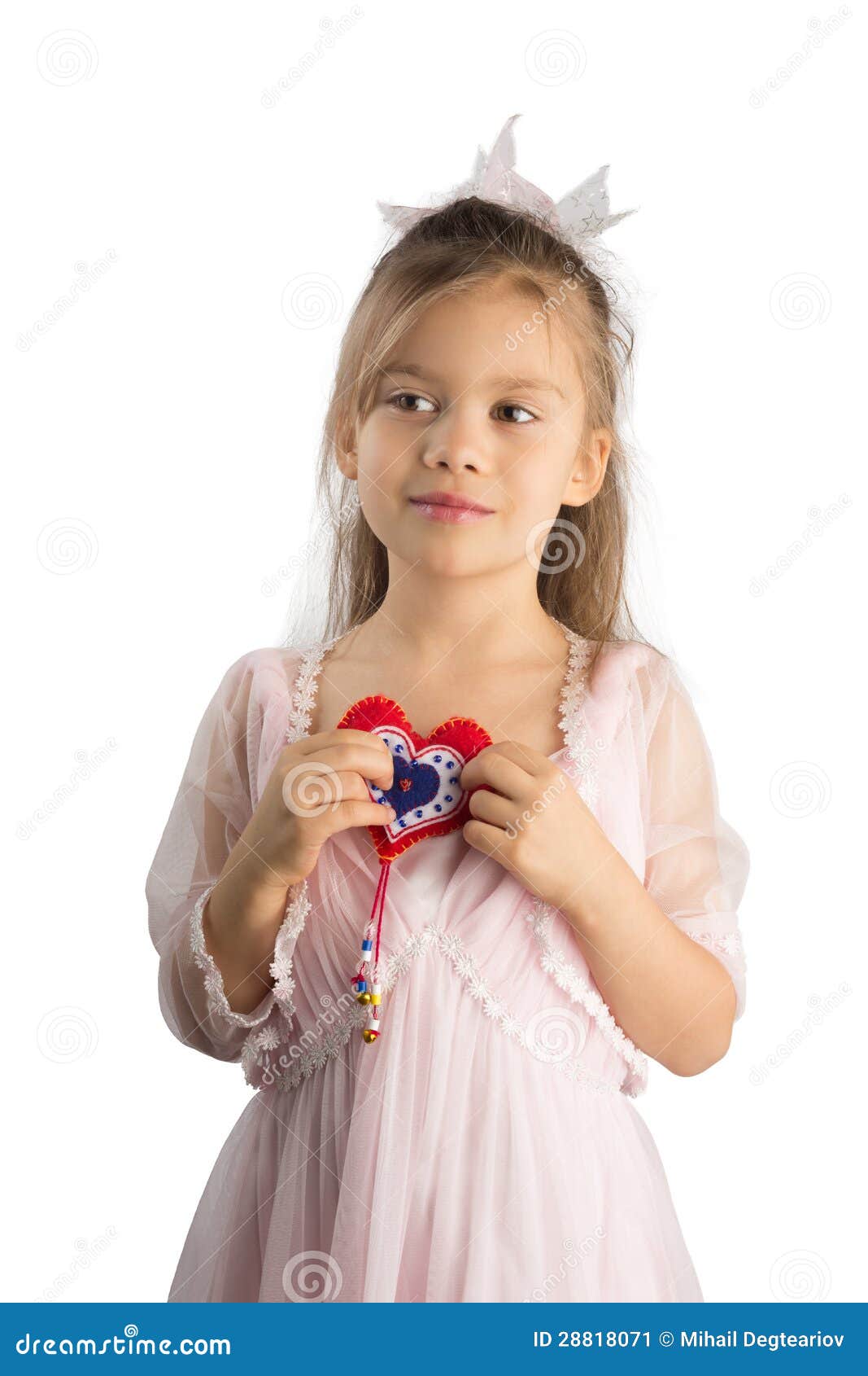Dreamy Girl with Hand-Crafted Heart Stock Image - Image of little ...