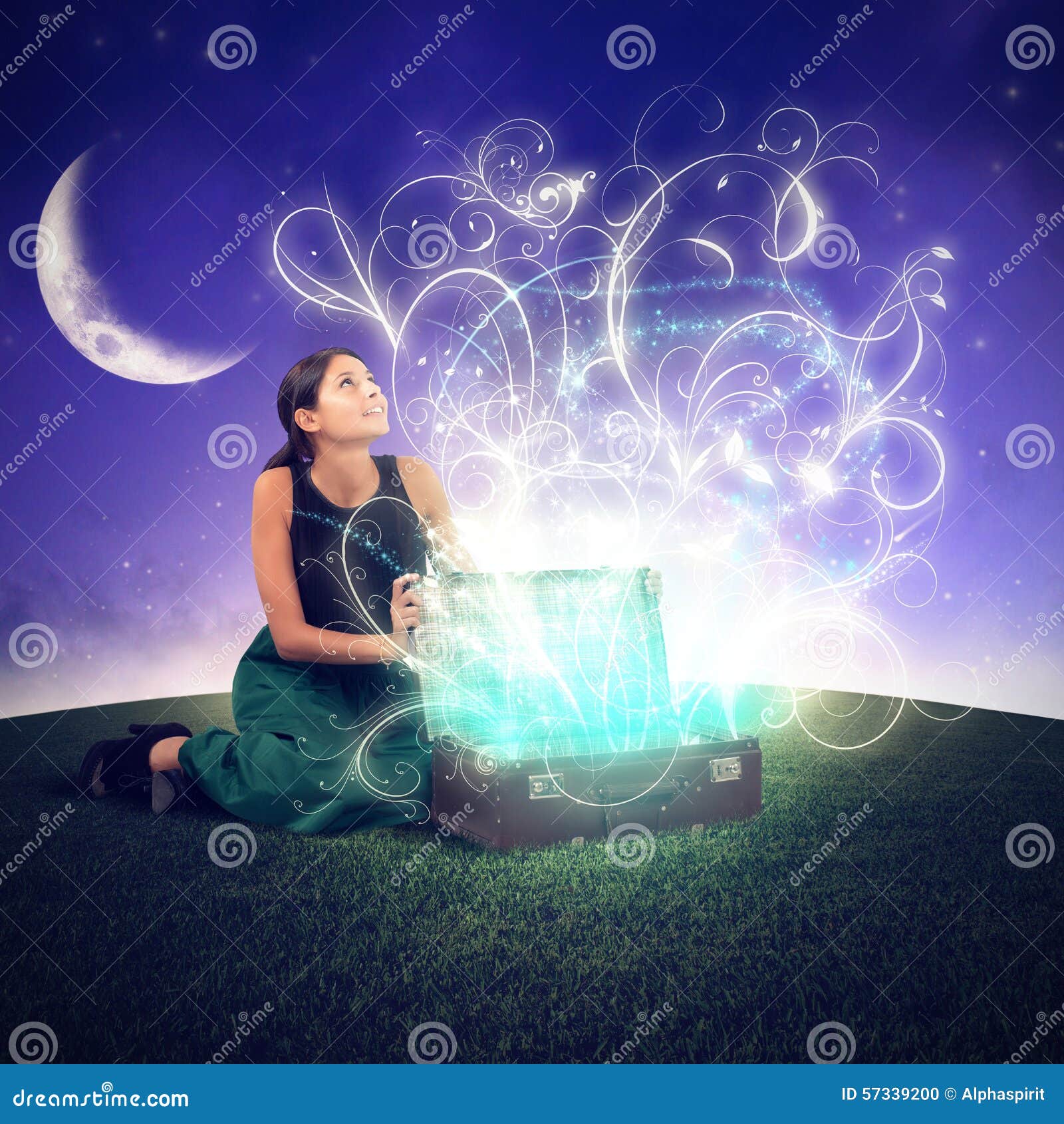 Dreamy Kid Girl Drawing With Color Pencils Stock Photography ...