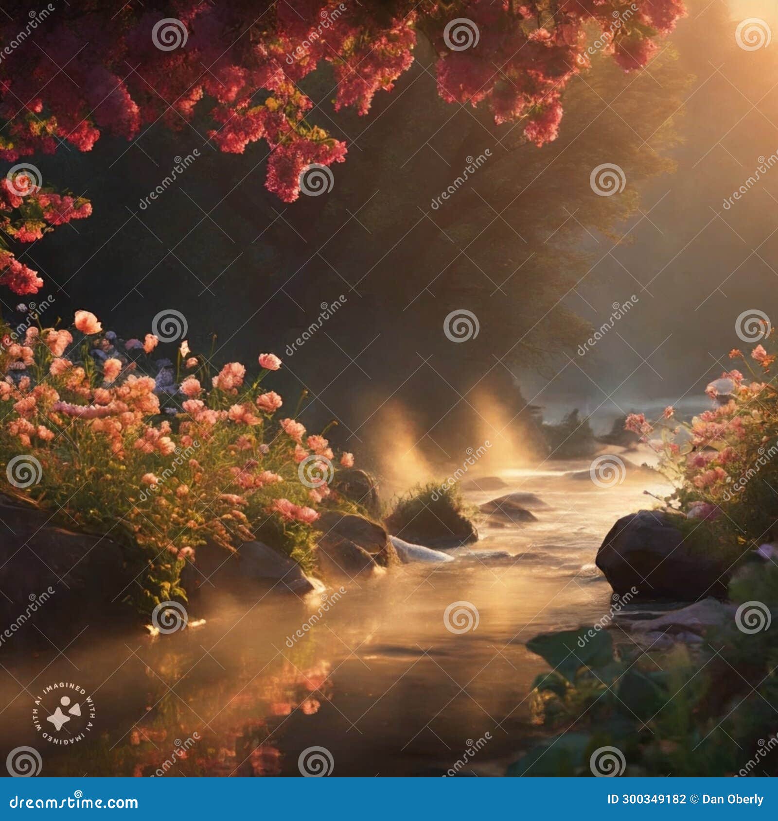 Dreamy Image of Stream at Night. Stock Illustration - Illustration of ...
