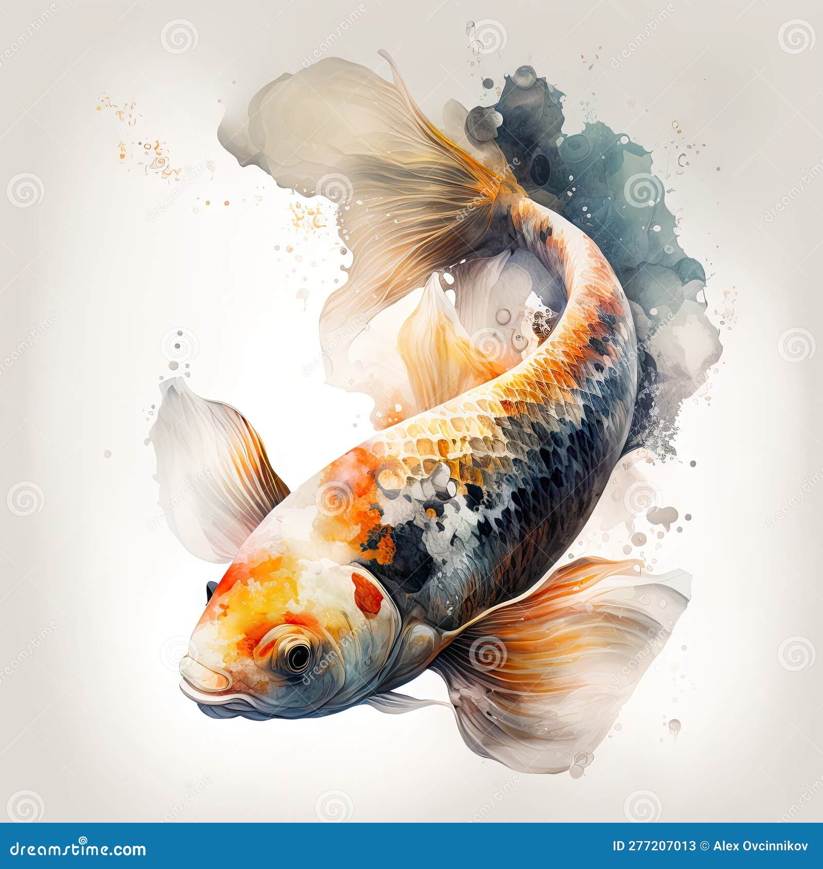 Dreamy Koi Fish on White Background for Invitations and Posters. Stock ...