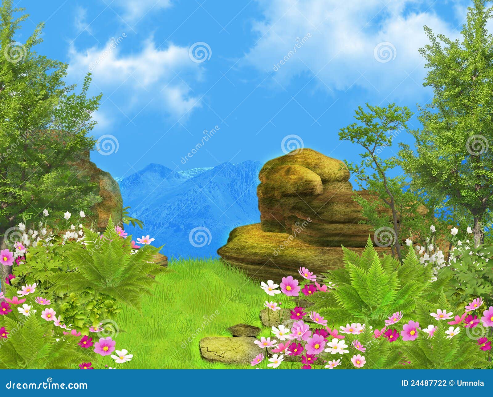 Dreamy landscape stock illustration. Illustration of pigeon - 24487722