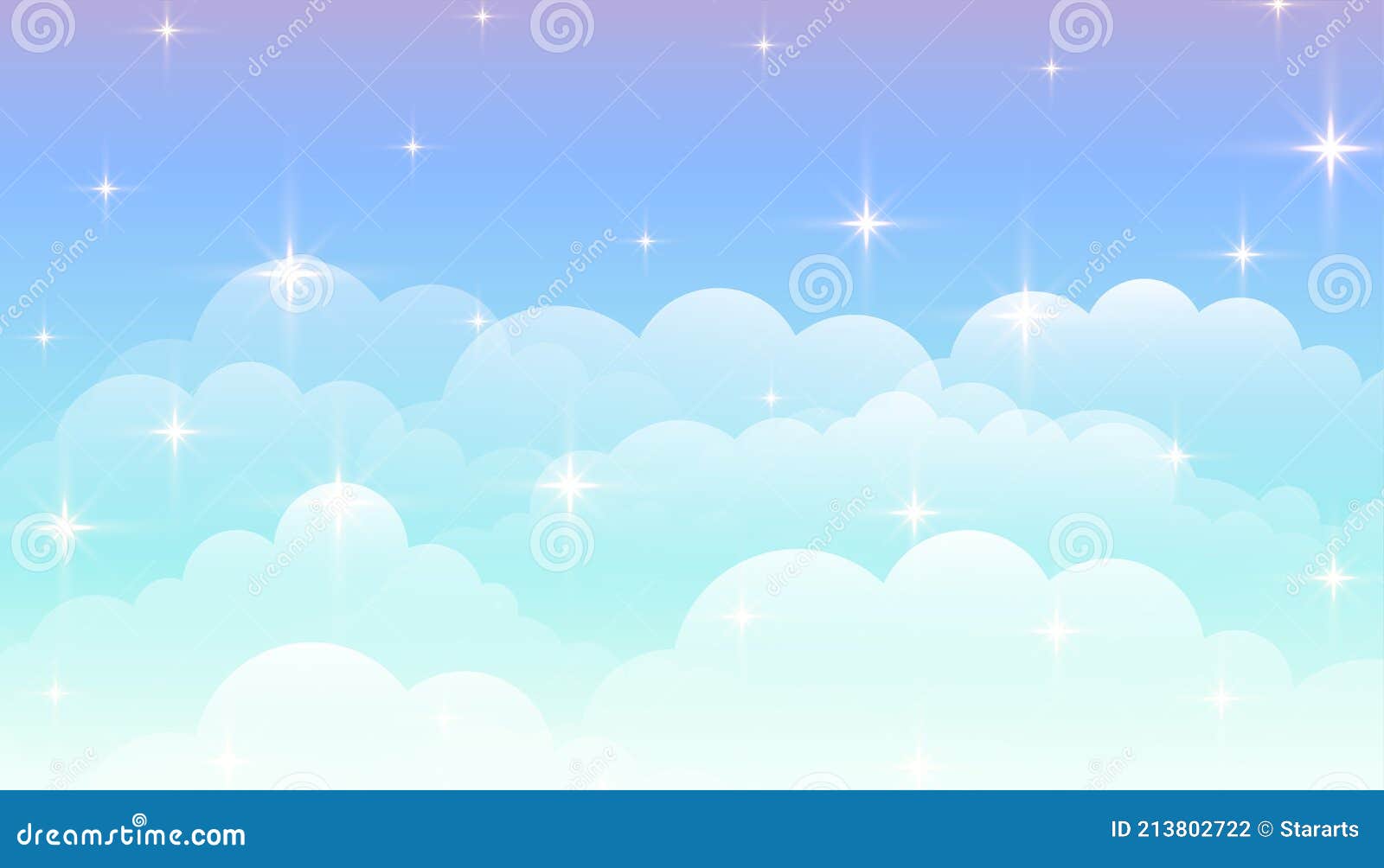 Dreamy Magical Clouds Background with Stars Stock Vector - Illustration ...