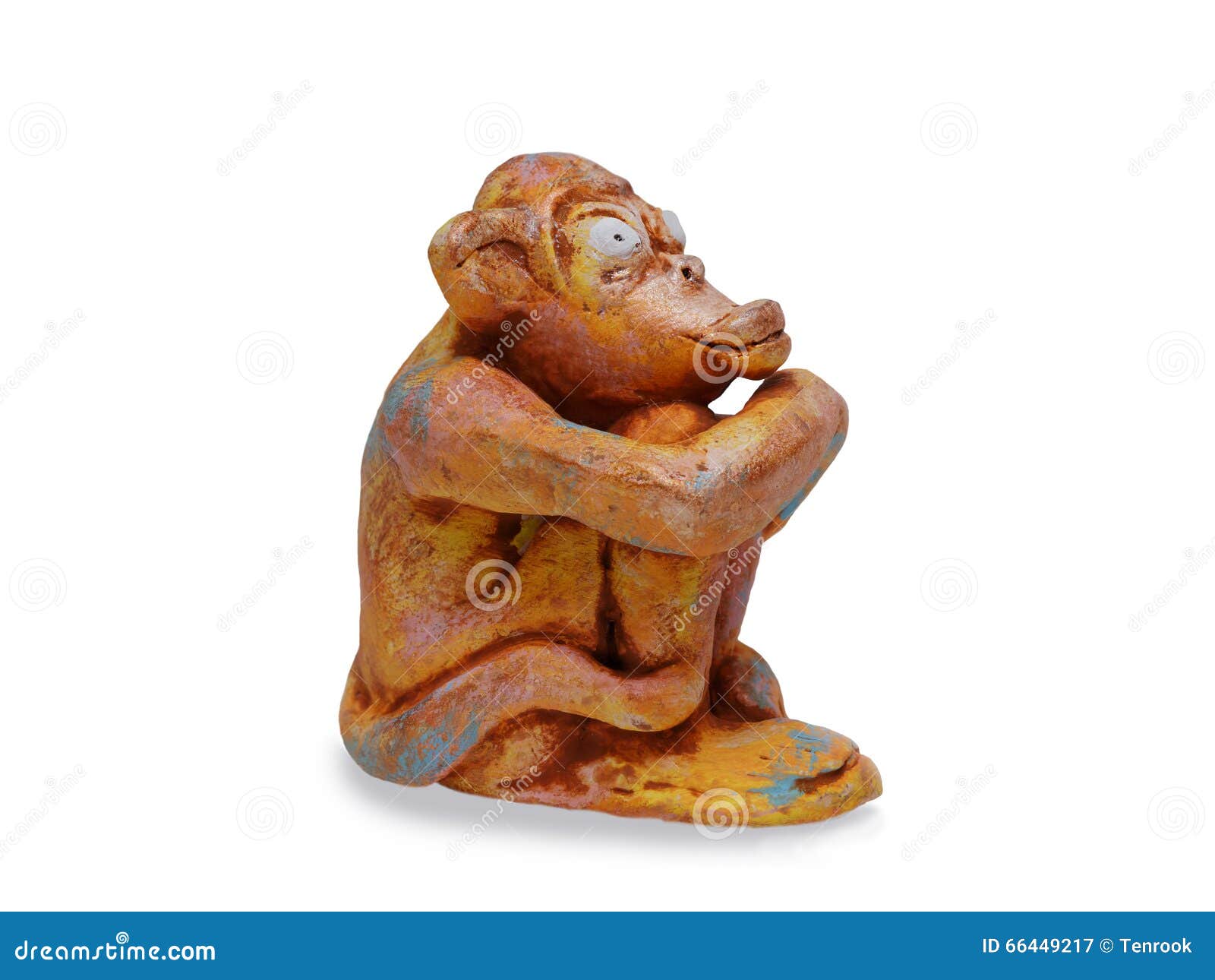 Dreamy Monkey from Clay Pottery Isolated on White Stock Image - Image ...