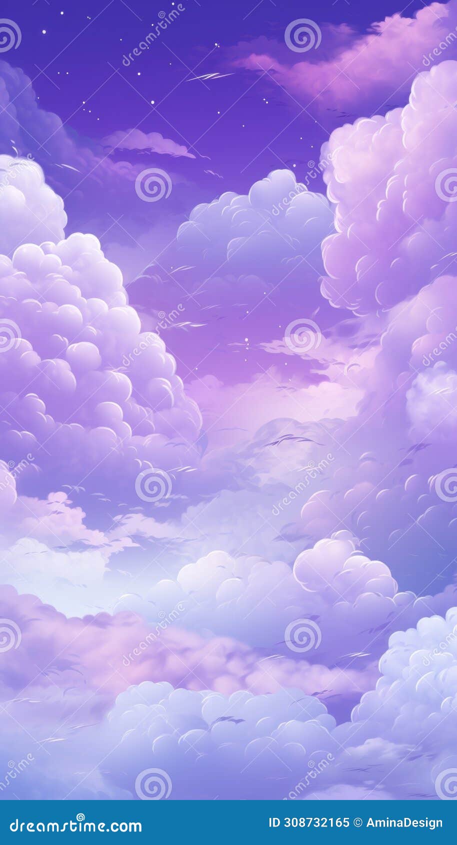 Dreamy Moonlight Sky with Purple Gradient Clouds, Perfect Phone ...