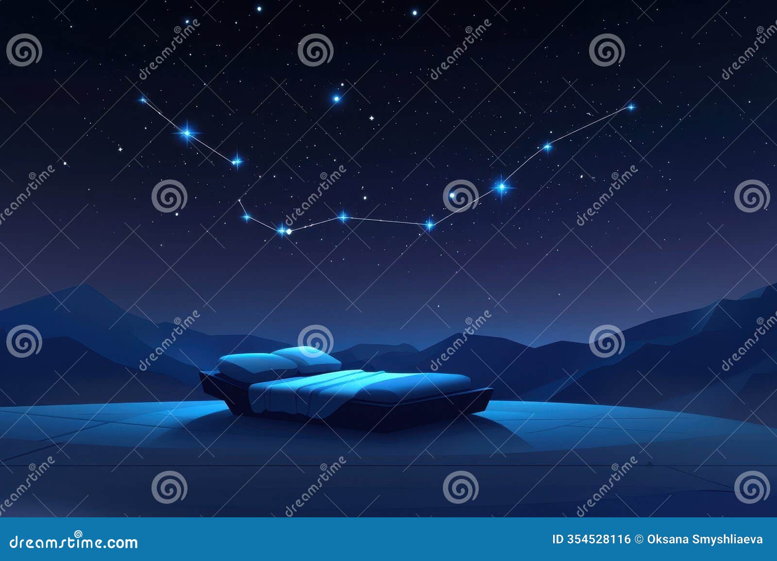 Dreamy Night Sky with Bed Under Constellation: Sleep Amidst Starry ...