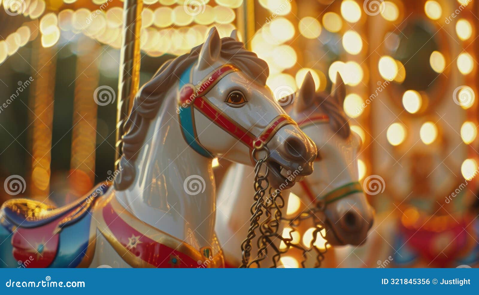 Dreamy Outoffocus Carousel Horses Spinning Endlessly Stock Photo ...