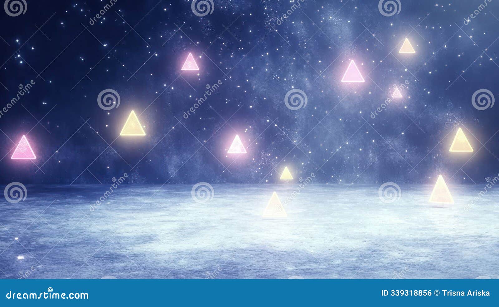 A Dreamy Scene Featuring Glowing Triangles in a Starry, Ethereal ...