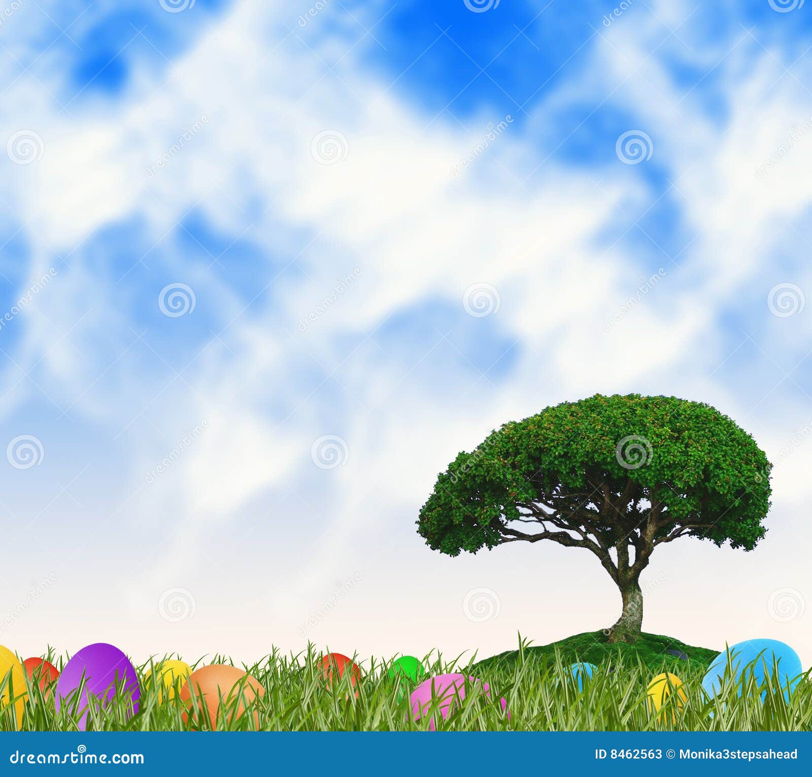 Dreamy Spring and Easter Landscape Stock Illustration - Illustration of ...