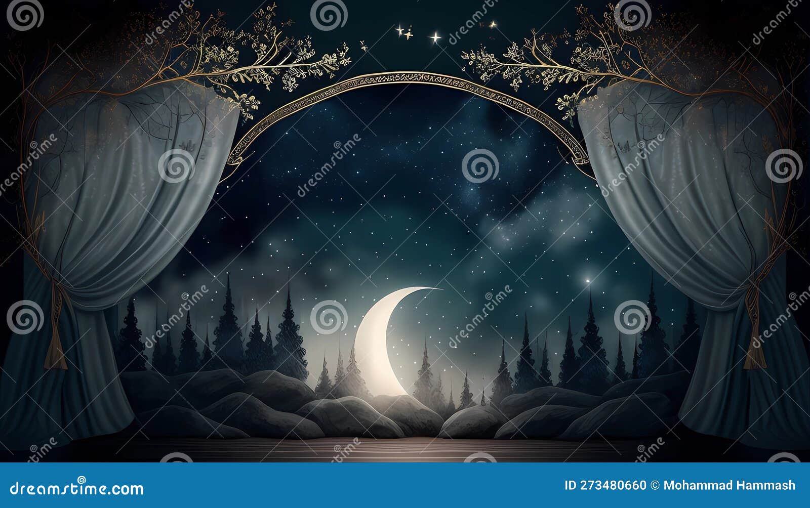 Dreamy Stage Backdrop, Made with Generative AI Stock Illustration ...
