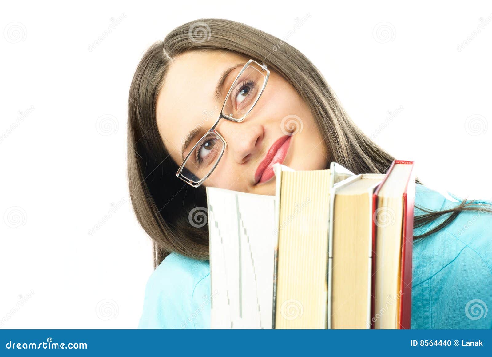 Dreamy student with books stock photo. Image of educational - 8564440
