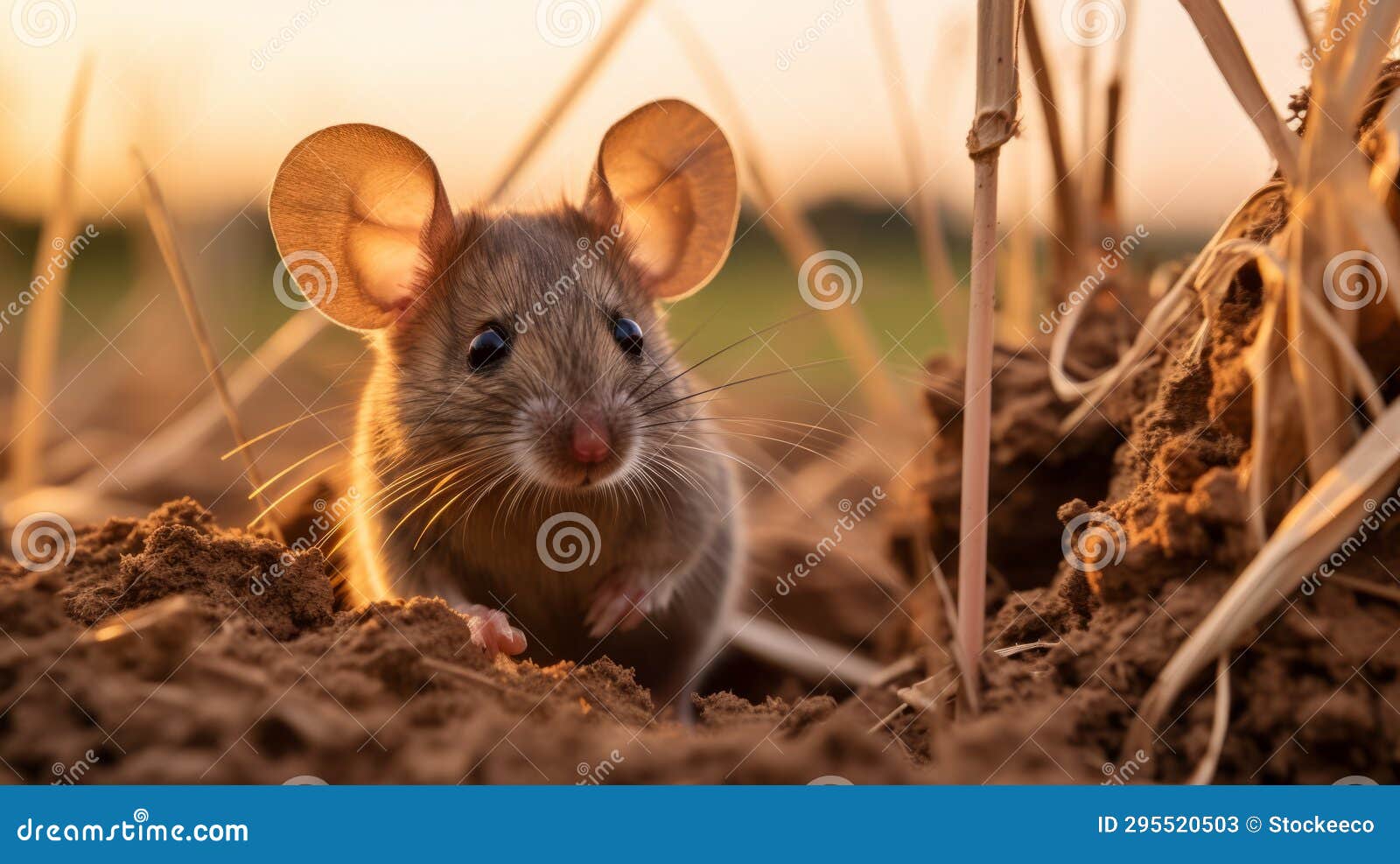 Dreamy Sunset: a Cute Brown Mouse in the Dirt Stock Illustration ...
