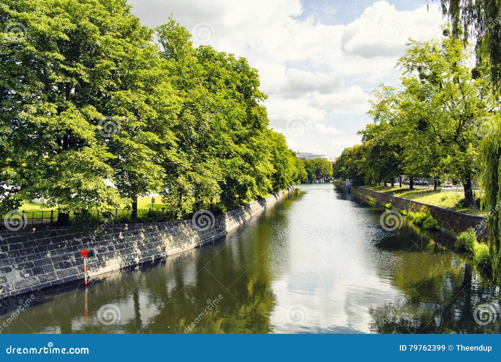 Dreamy View of Spree River in Berlin. Stock Image - Image of boat ...