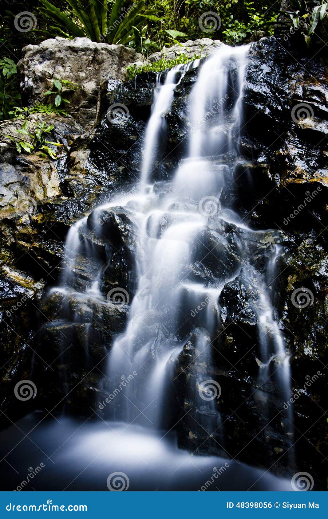 Dreamy Waterfall in the Forest Stock Photo - Image of height ...