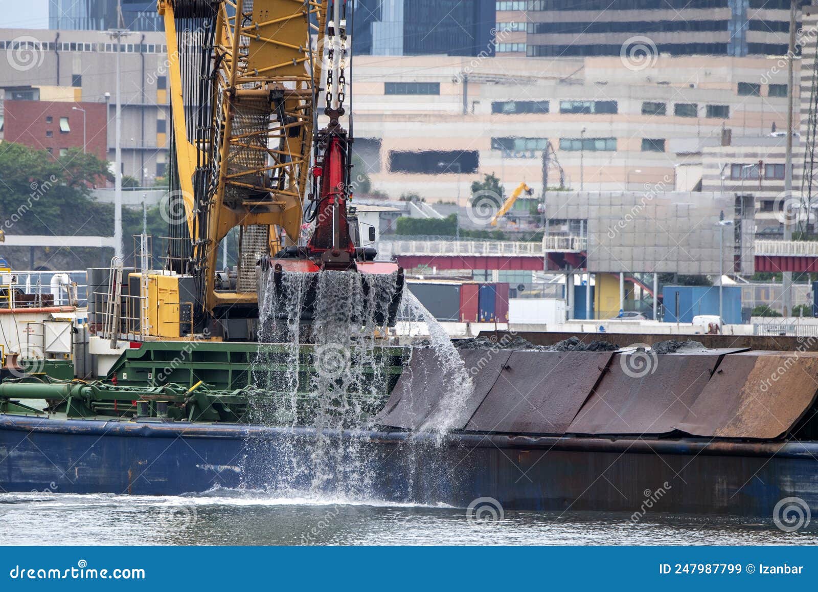 Dredge Crane Working in Harbor Stock Image - Image of transportation ...