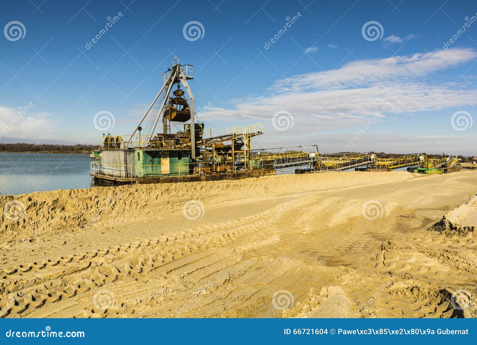 Dredge for the Extraction of Aggregates. Stock Photo - Image of lake ...