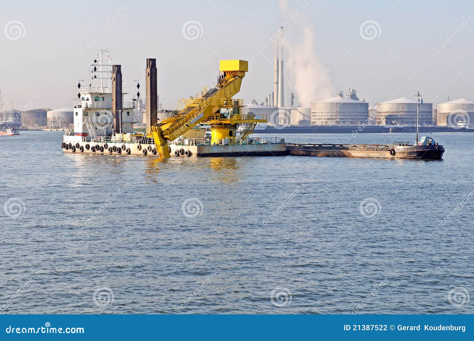 Dredge Ship Working in the Harbor Stock Photo - Image of industry ...