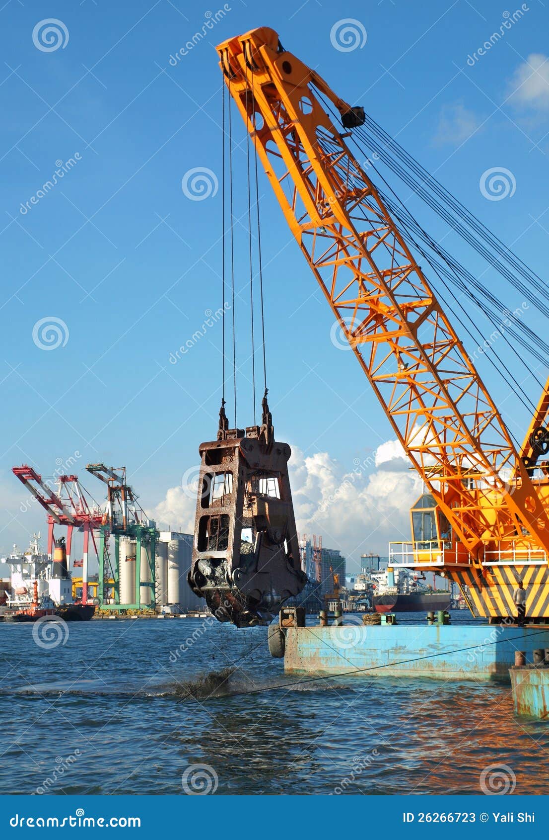 Dredger Lifts Mud from Harbor Berth Stock Image - Image of dredge, port ...