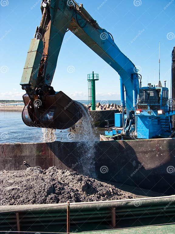 Dredger ship at work stock image. Image of silt, transportation - 20070285