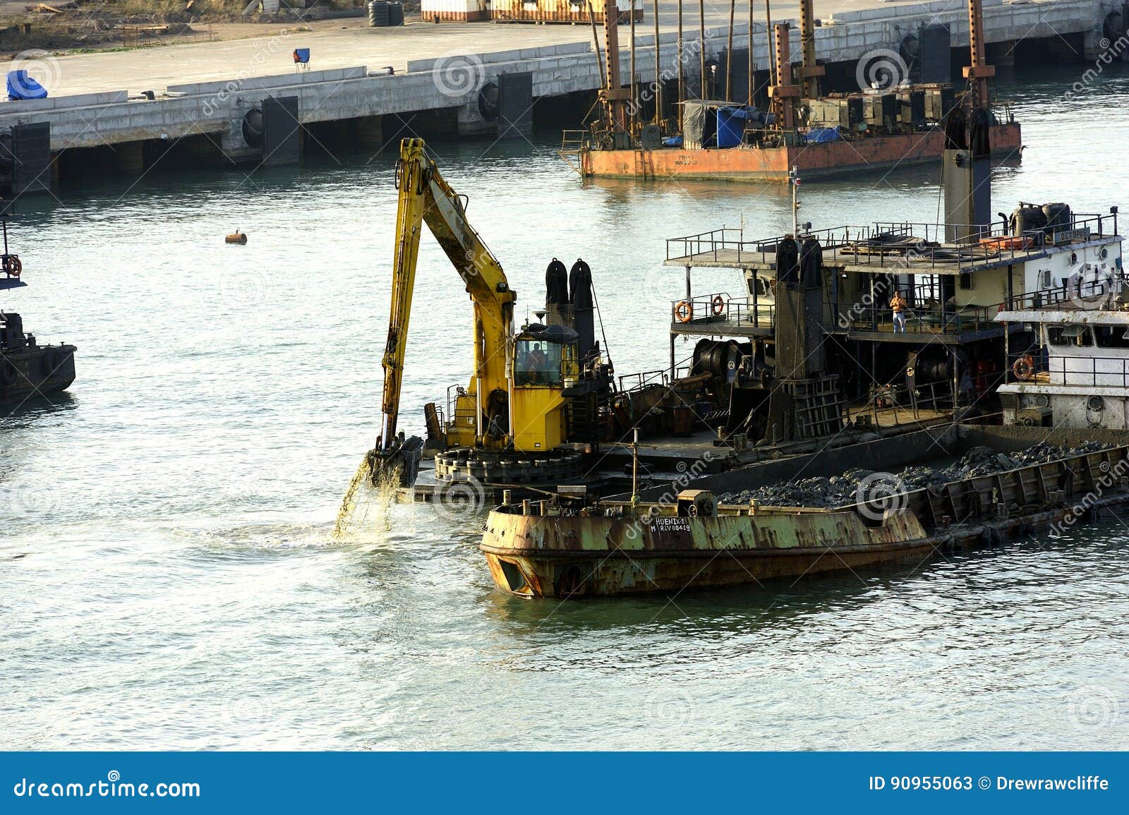 Dredger and spoil barge editorial stock photo. Image of quayside - 90955063