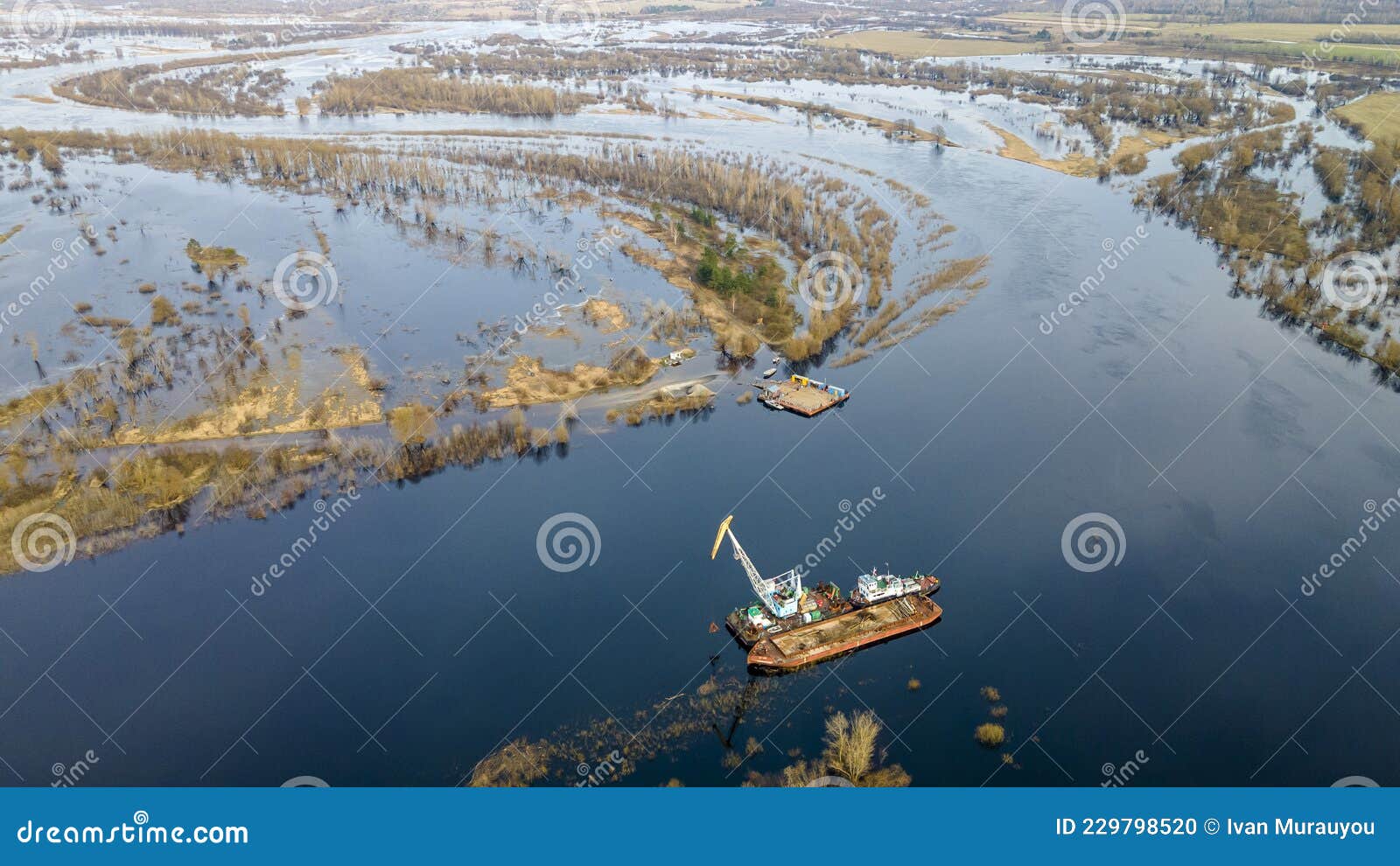 Dredger is Working To Deepen the Fairway on the River. Cleaning and ...