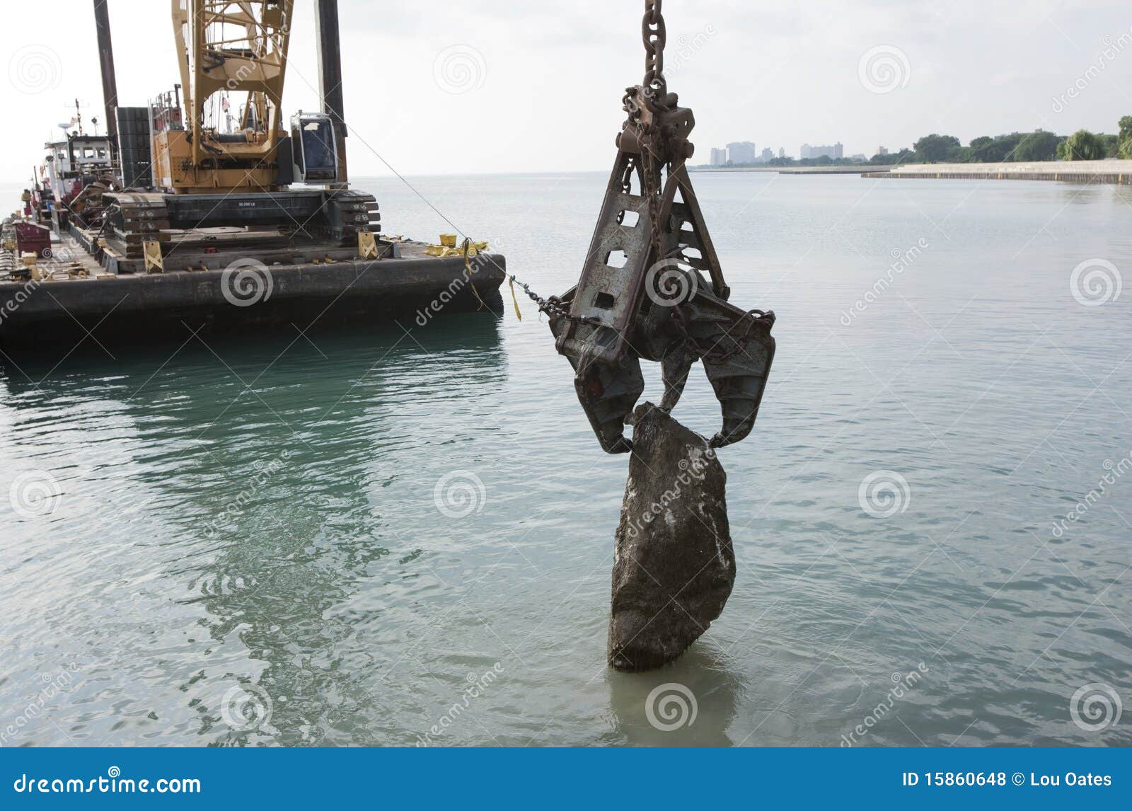 Dredging stock photo. Image of rock, water, crane, chicago - 15860648