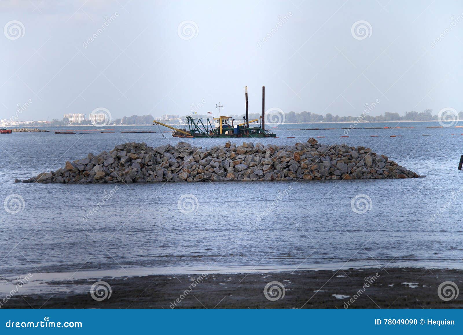 Dredging for Land Reclamation Stock Photo - Image of silting ...