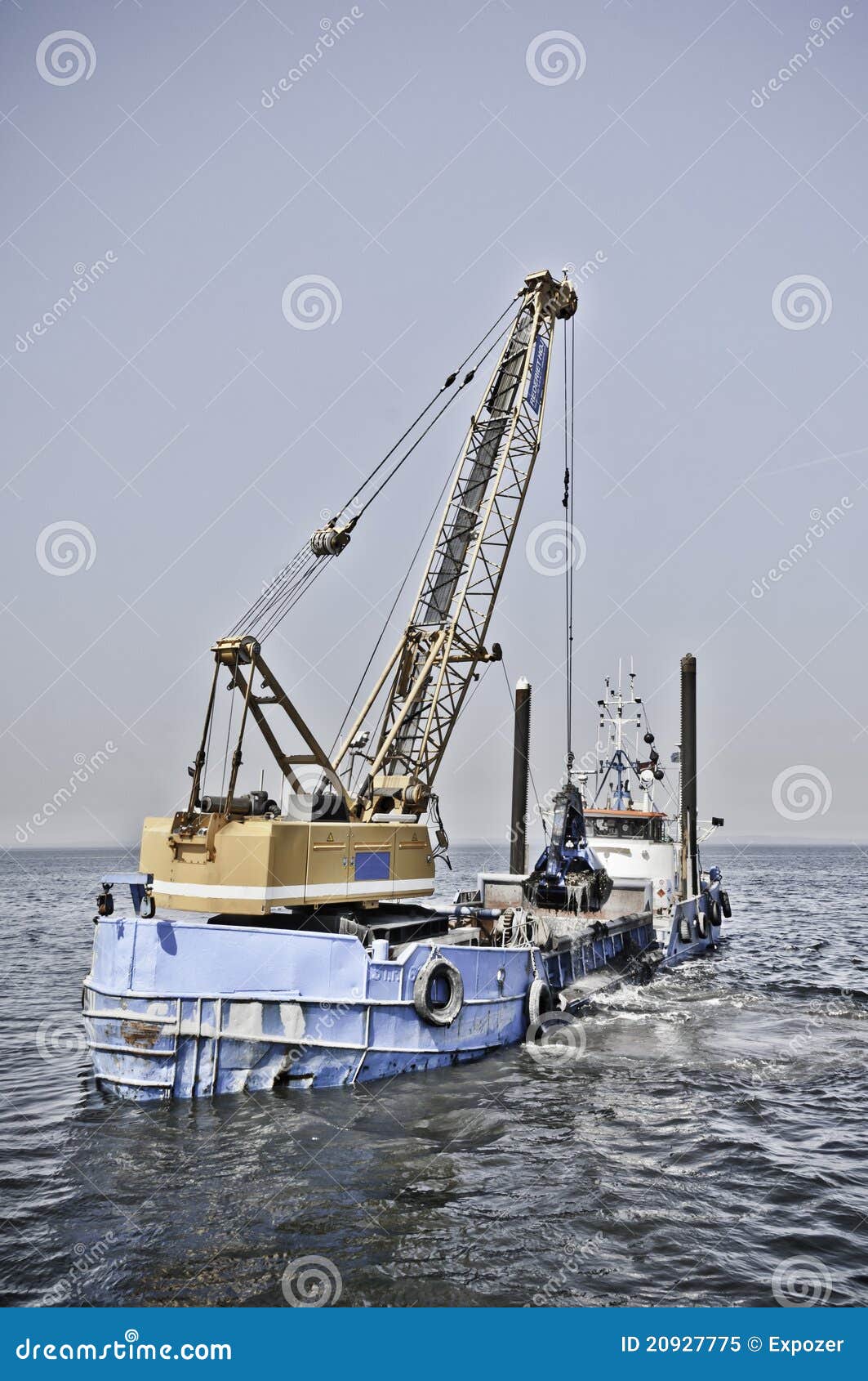 Dredging ship stock image. Image of coast, excavator - 20927775