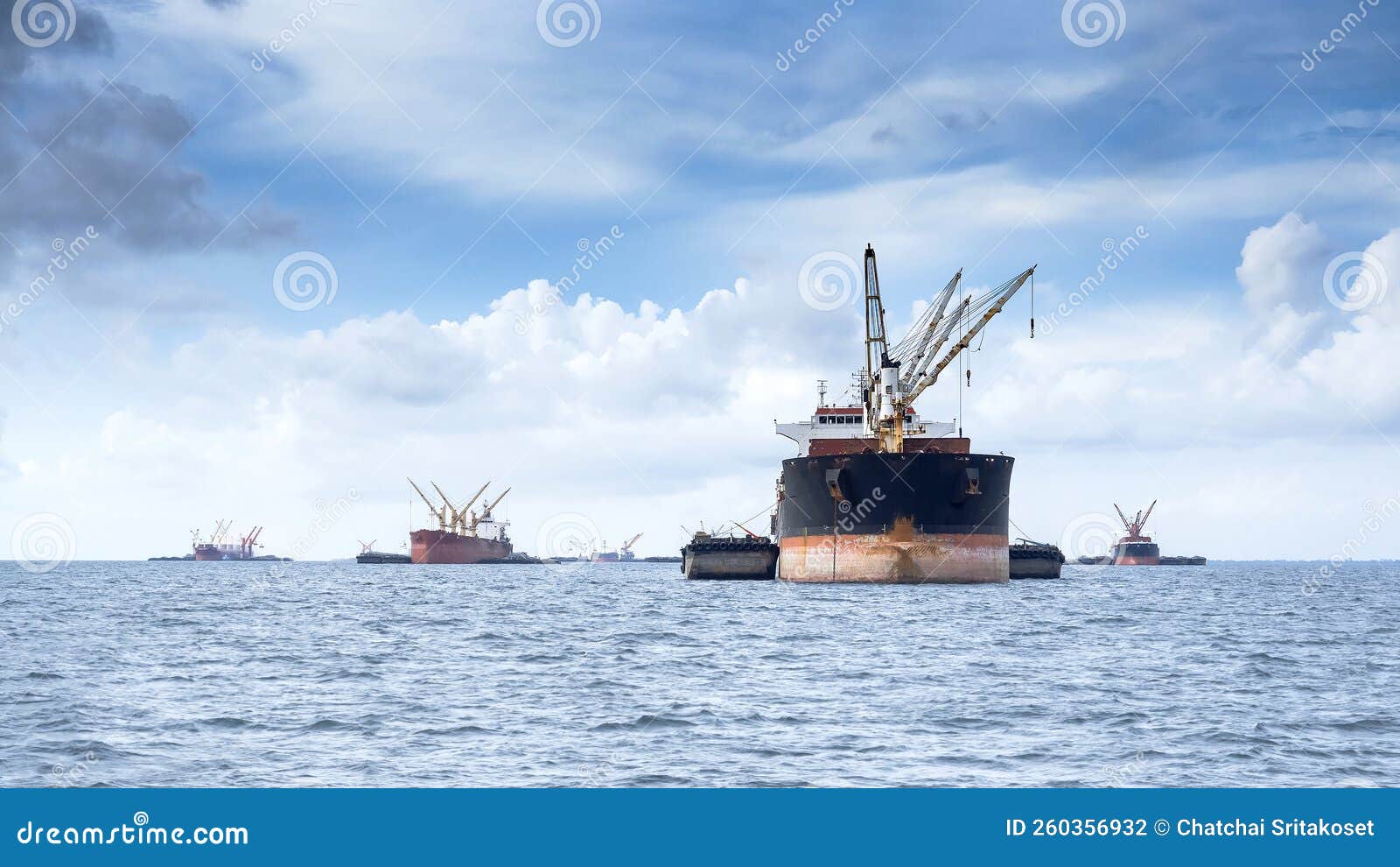A Dredging Ship Floats in the Sea Stock Photo - Image of dredger, water ...