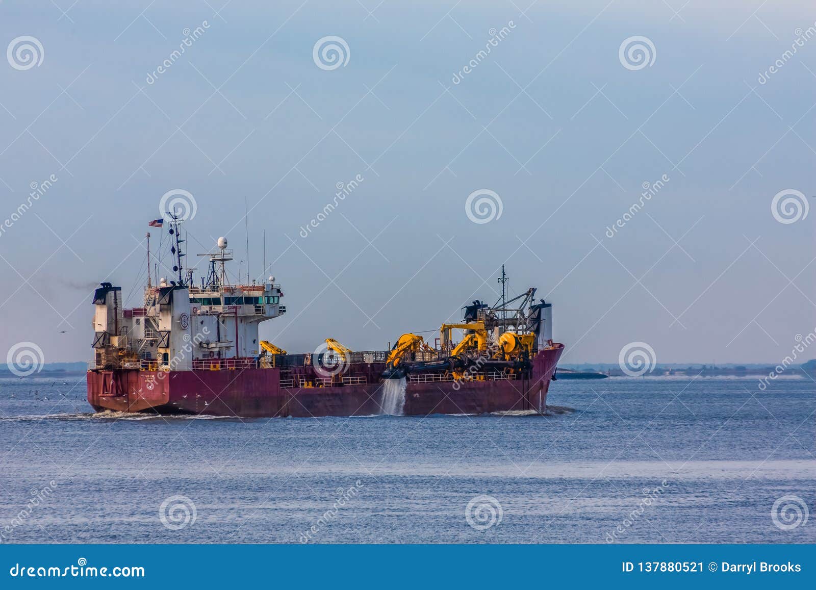 Dredging Ship in Harbor stock image. Image of dredge - 137880521