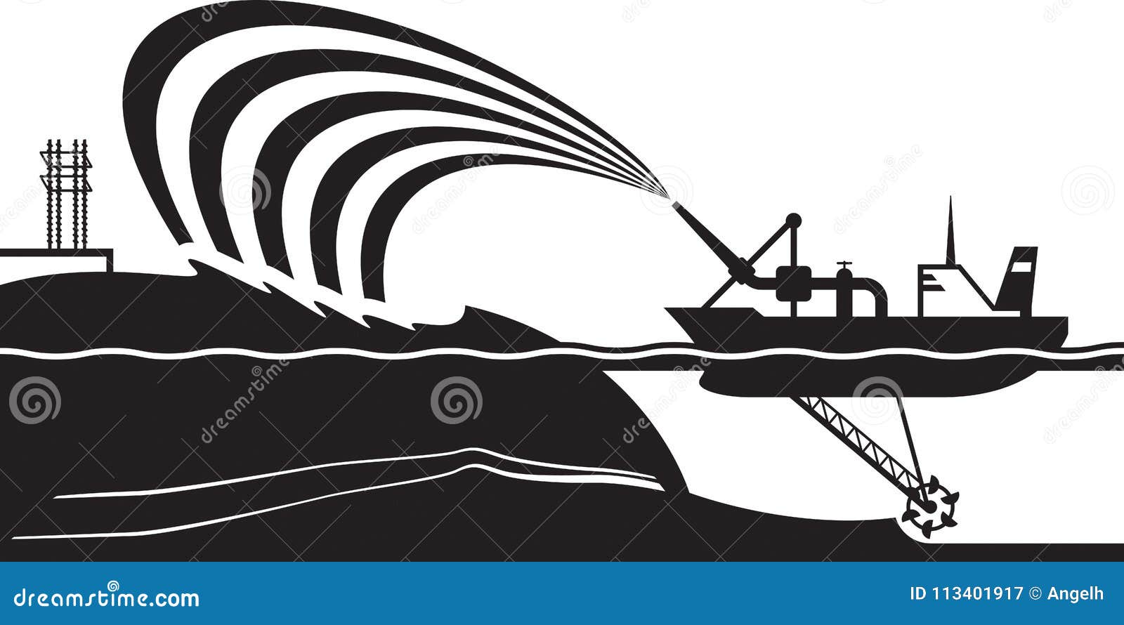 Dredging Ship Make Artificial Island Cartoon Vector | CartoonDealer.com ...