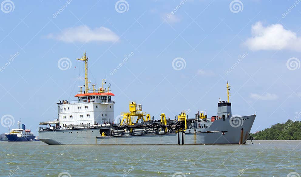The dredging ship River stock photo. Image of transportation - 41119642