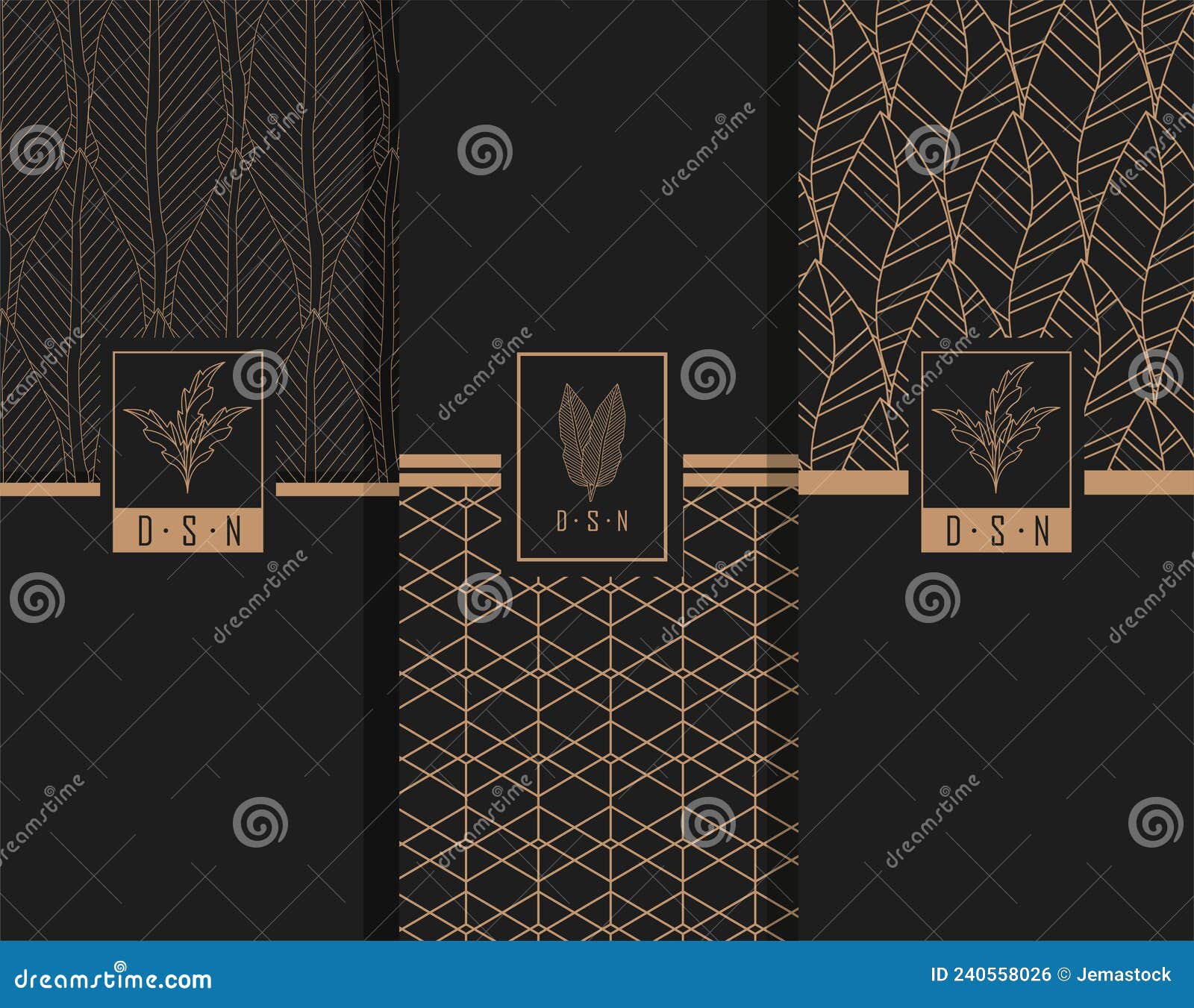 Drei Elegante Musterembleme Vektor Abbildung - Illustration von zeichen ...