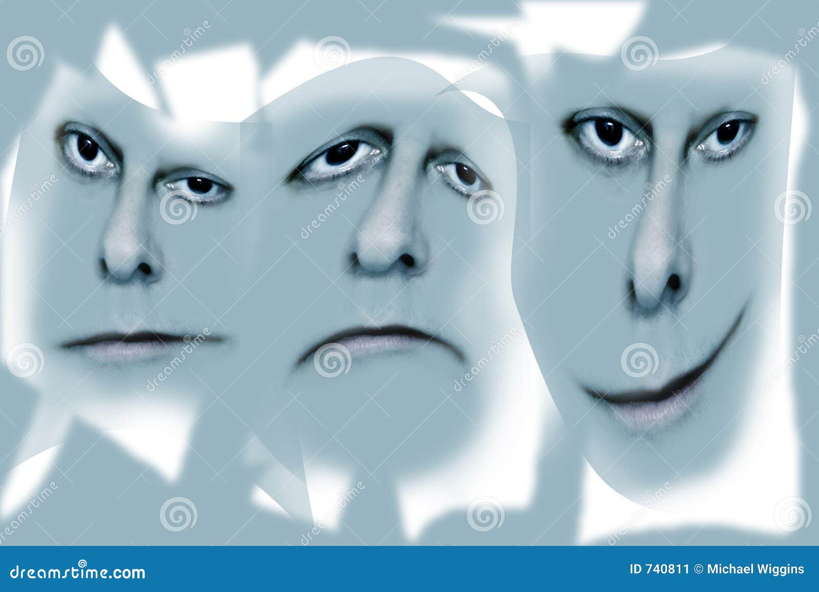 Drei Gesichter auf Grau stock abbildung. Illustration von begrifflich ...