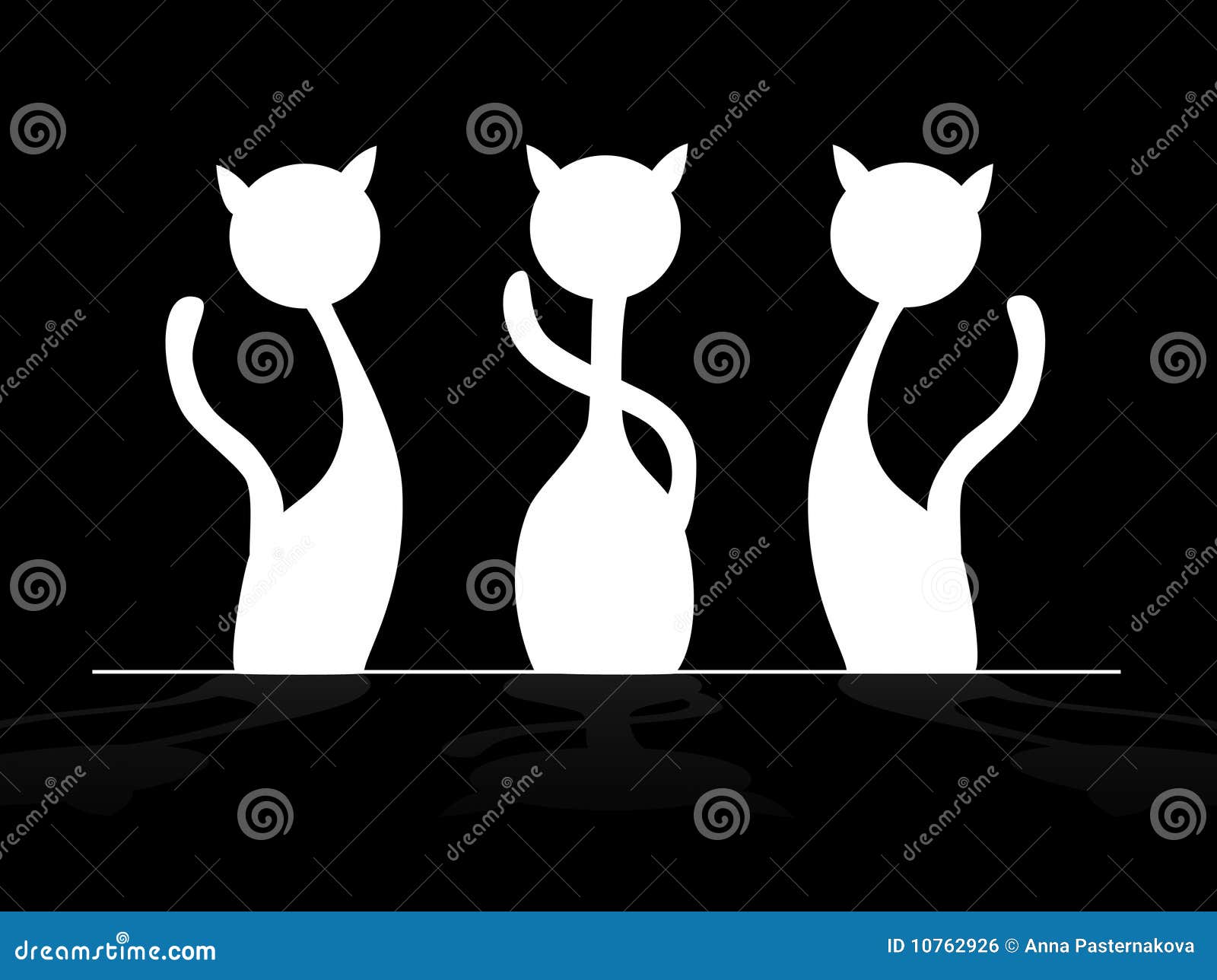Drei Katzen stock abbildung. Illustration von hintergrund - 10762926