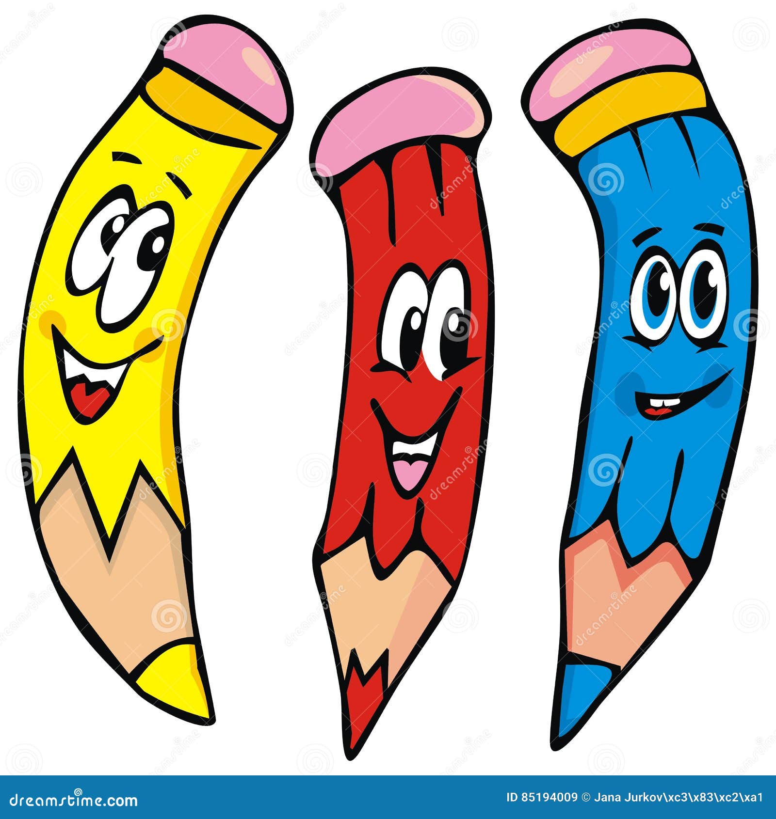 Drei Lustige Zeichenstifte, Vektorikone Vektor Abbildung - Illustration ...