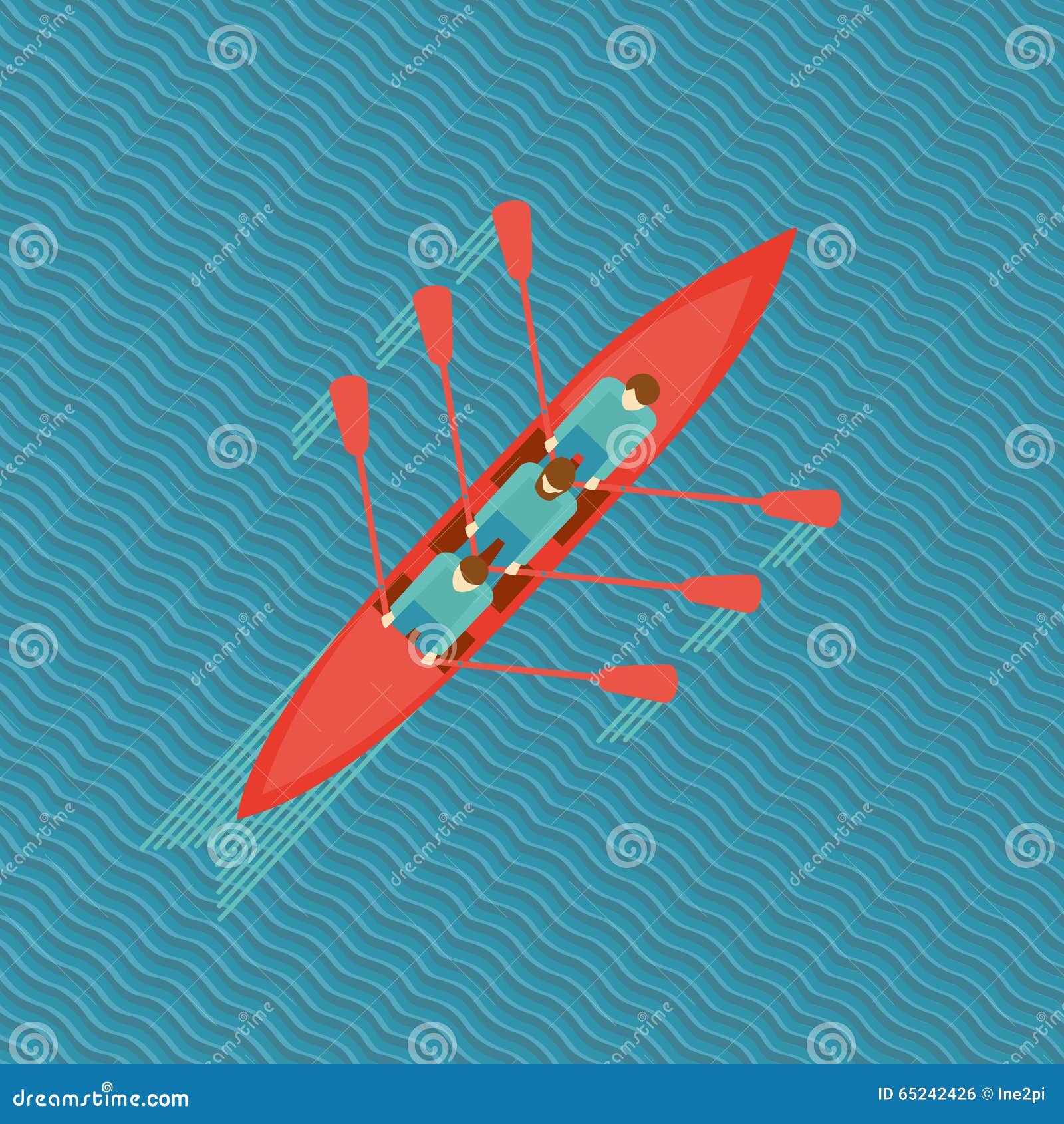 Drei Ruderer in einem Boot vektor abbildung. Illustration von ...