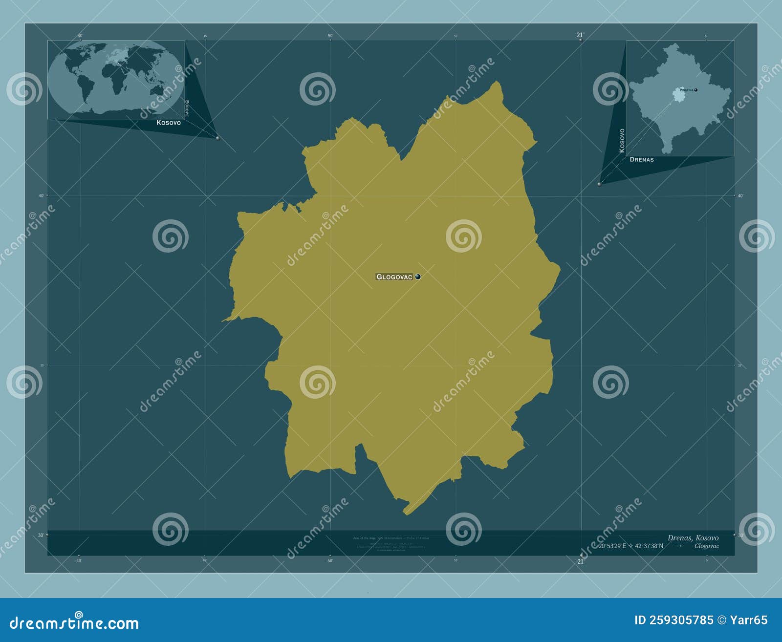 Drenas, Kosovo. Solid. Labelled Points of Cities Stock Illustration ...