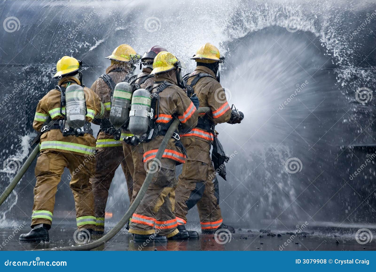 Drenched Firefighters stock photo. Image of occupational - 3079908
