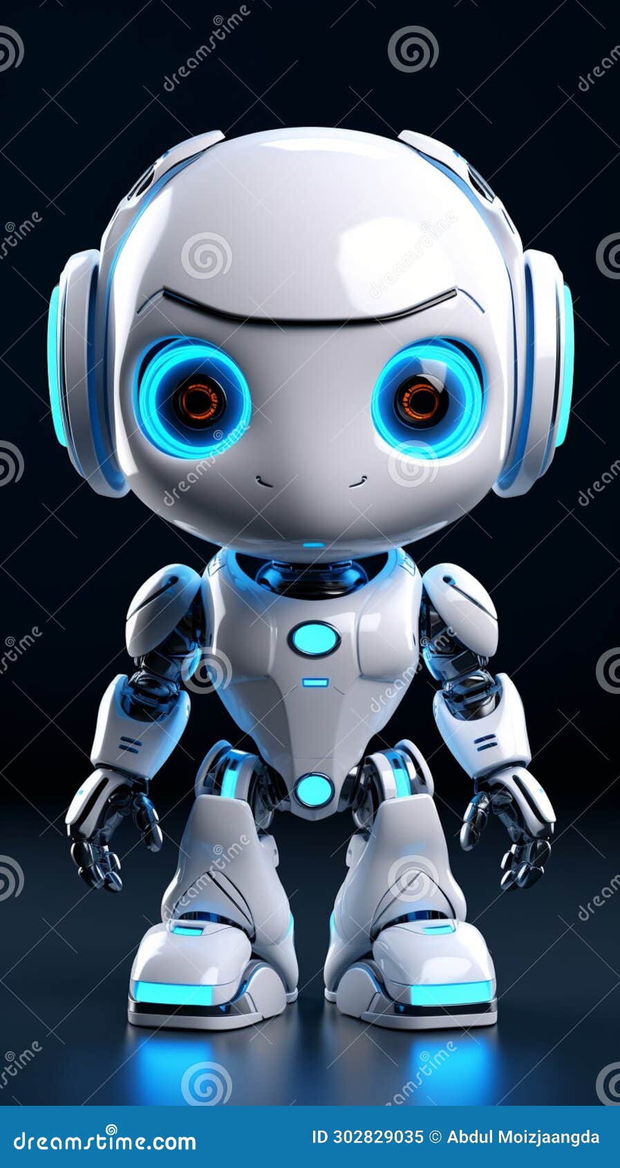 3Drendered Adorable Robot, AI Chat Bot, White System Design Stock ...