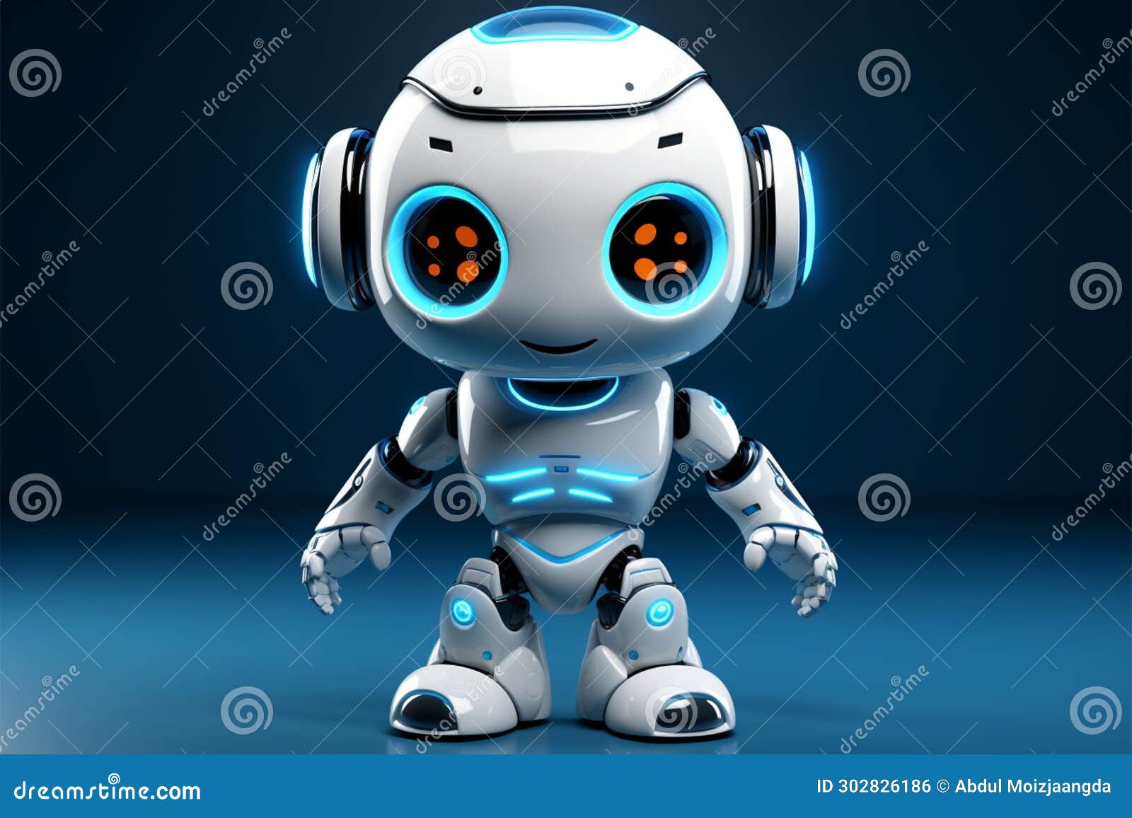 3Drendered Adorable Robot, AI Chat Bot, White System Design Stock ...
