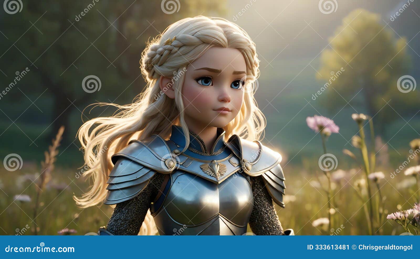 A 3drendered Cute Chibi Valkyrie Standing in a Serene Ai Generated ...