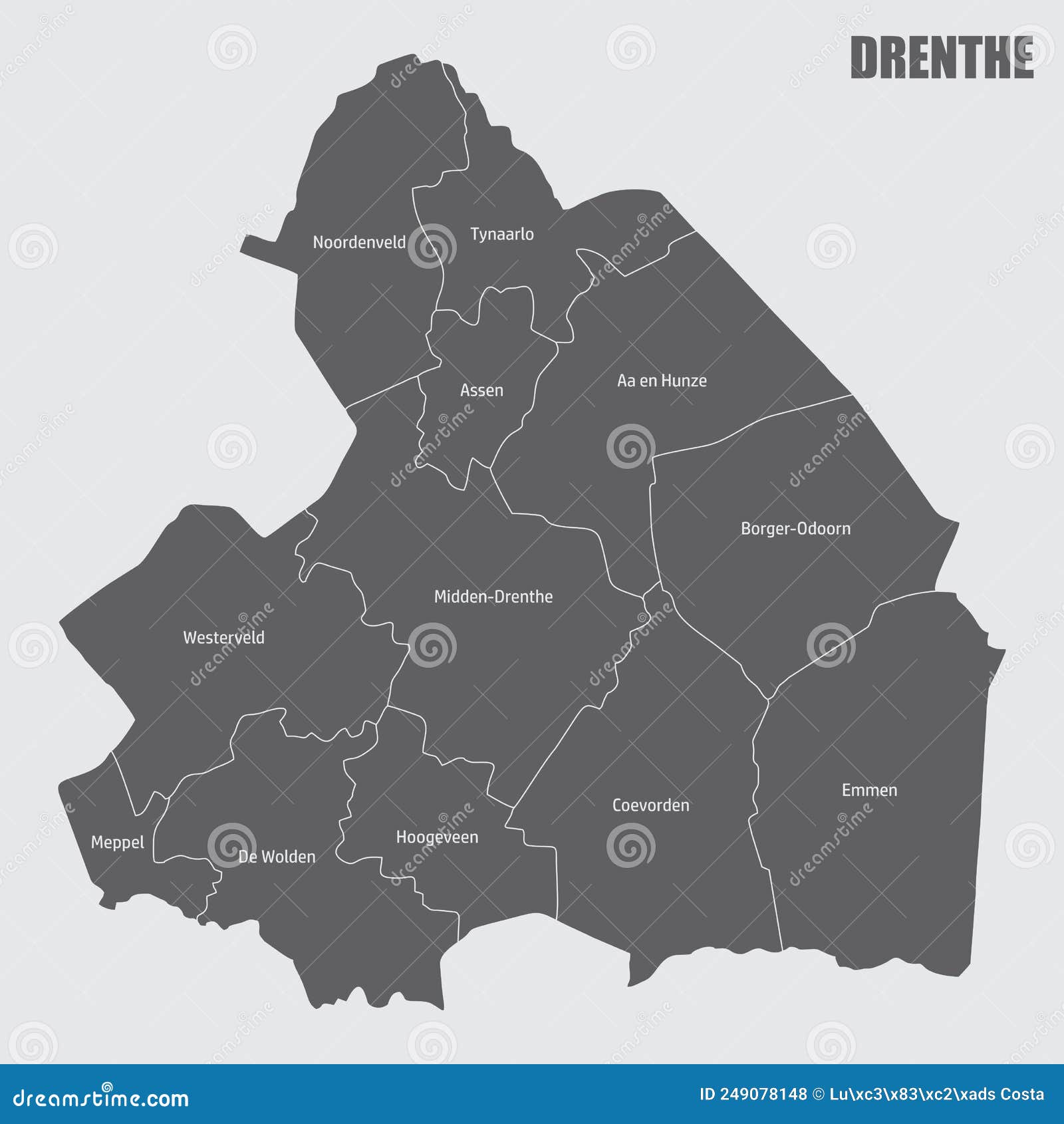 Drenthe Province Administrative Map Stock Vector - Illustration of ...